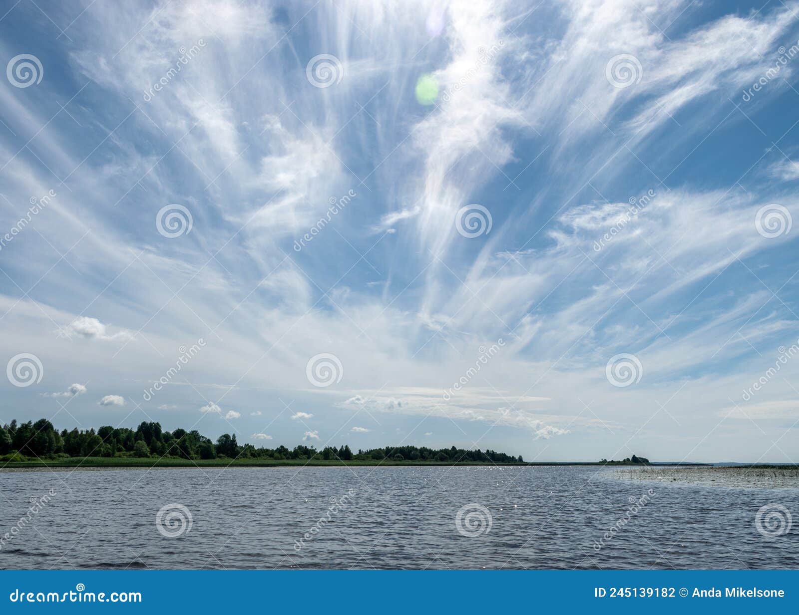 Summer Landscape with the Source of the River from the Lake, Beautiful ...