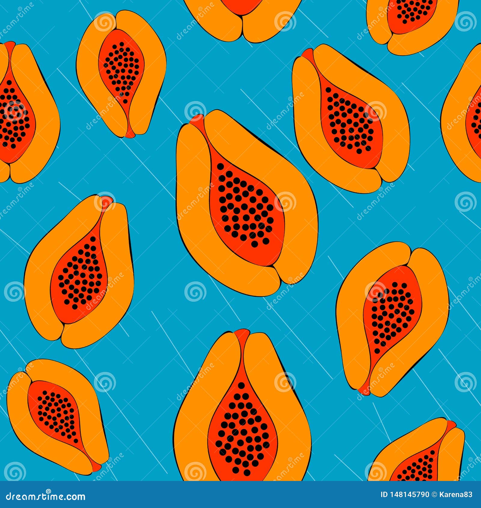 Summer Large Papaya Pattern Seamless Repeat Pattern Vector Stock Vector ...