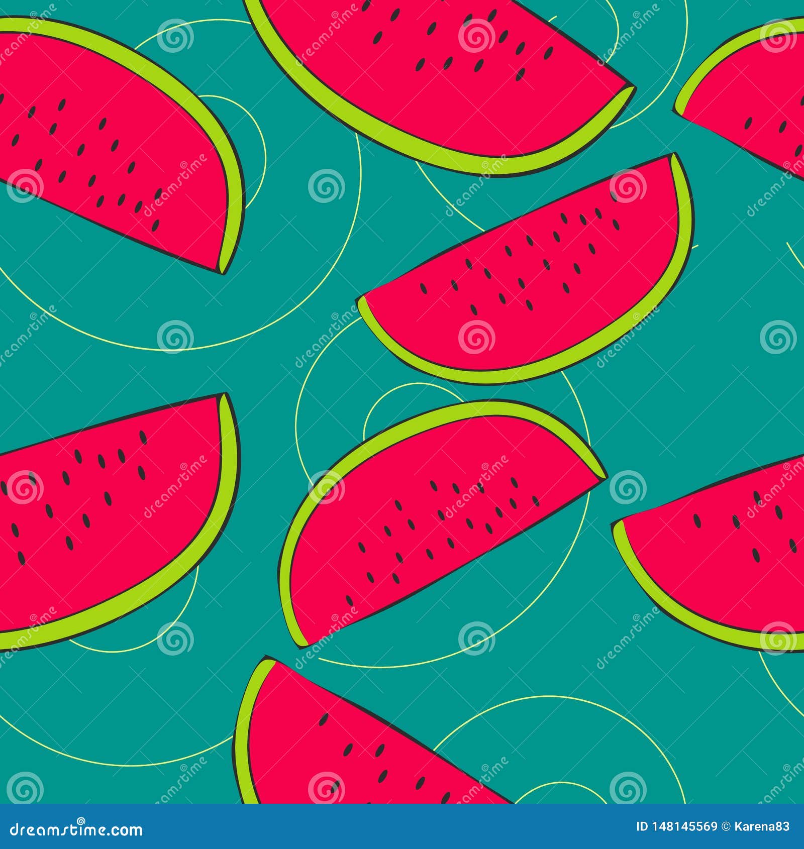 Summer Large Watermelon Pattern Seamless Repeat Pattern Vector Stock ...
