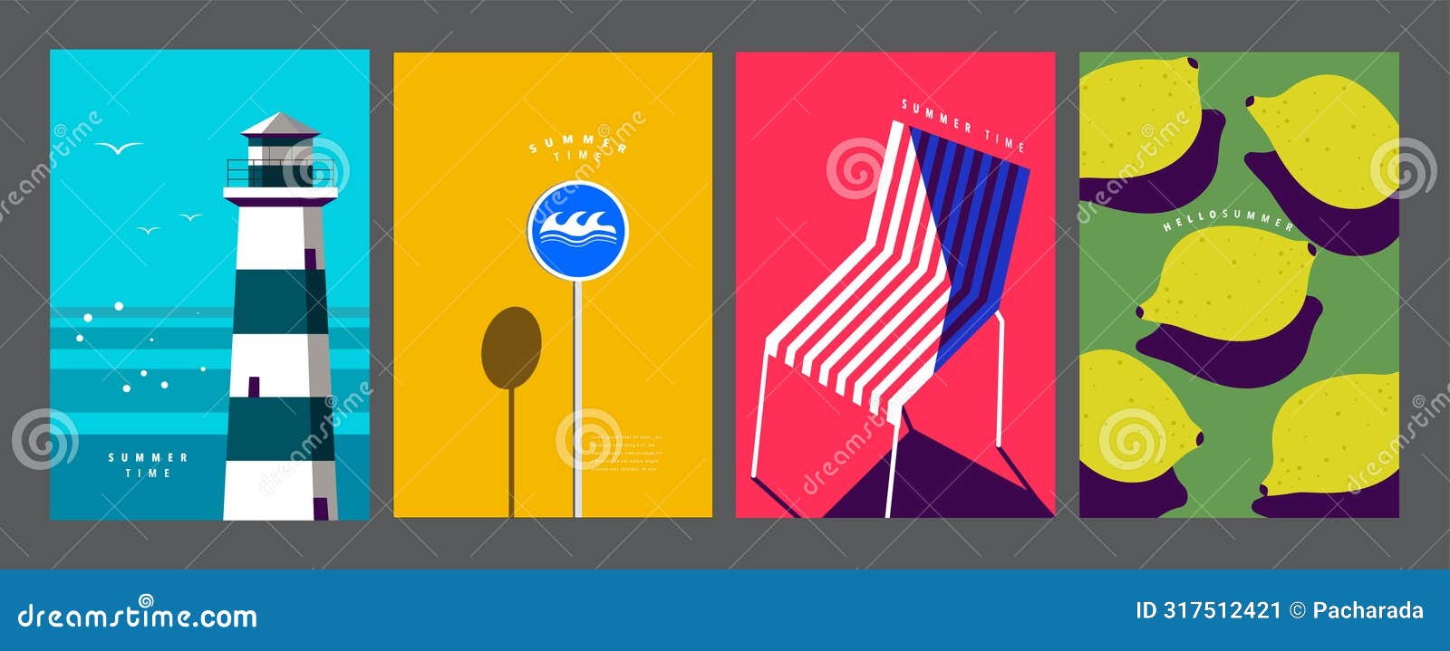 Summer Layout Set, Poster Banner Template, Flat Vector, Colorful ...