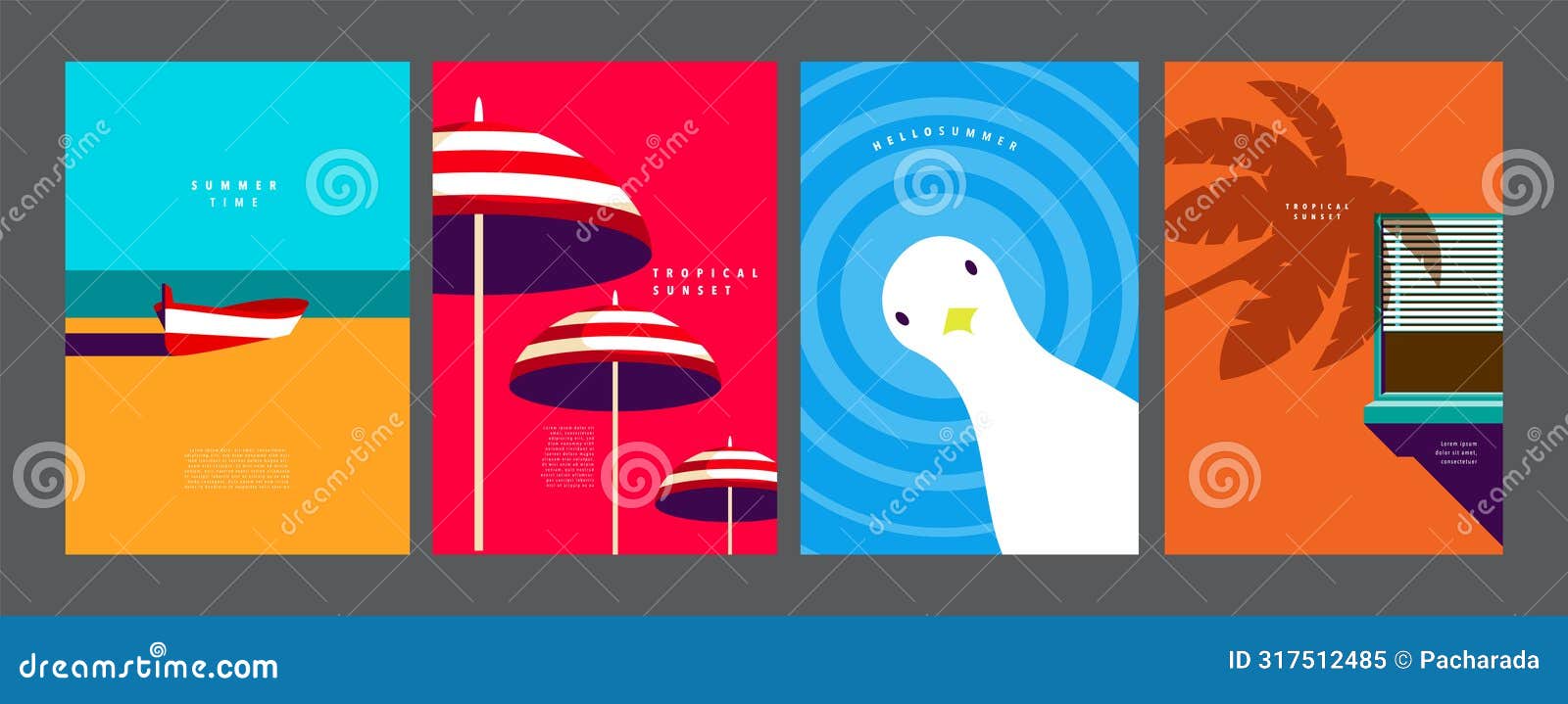 Summer Layout Set, Poster Banner Template, Flat Vector, Colorful ...