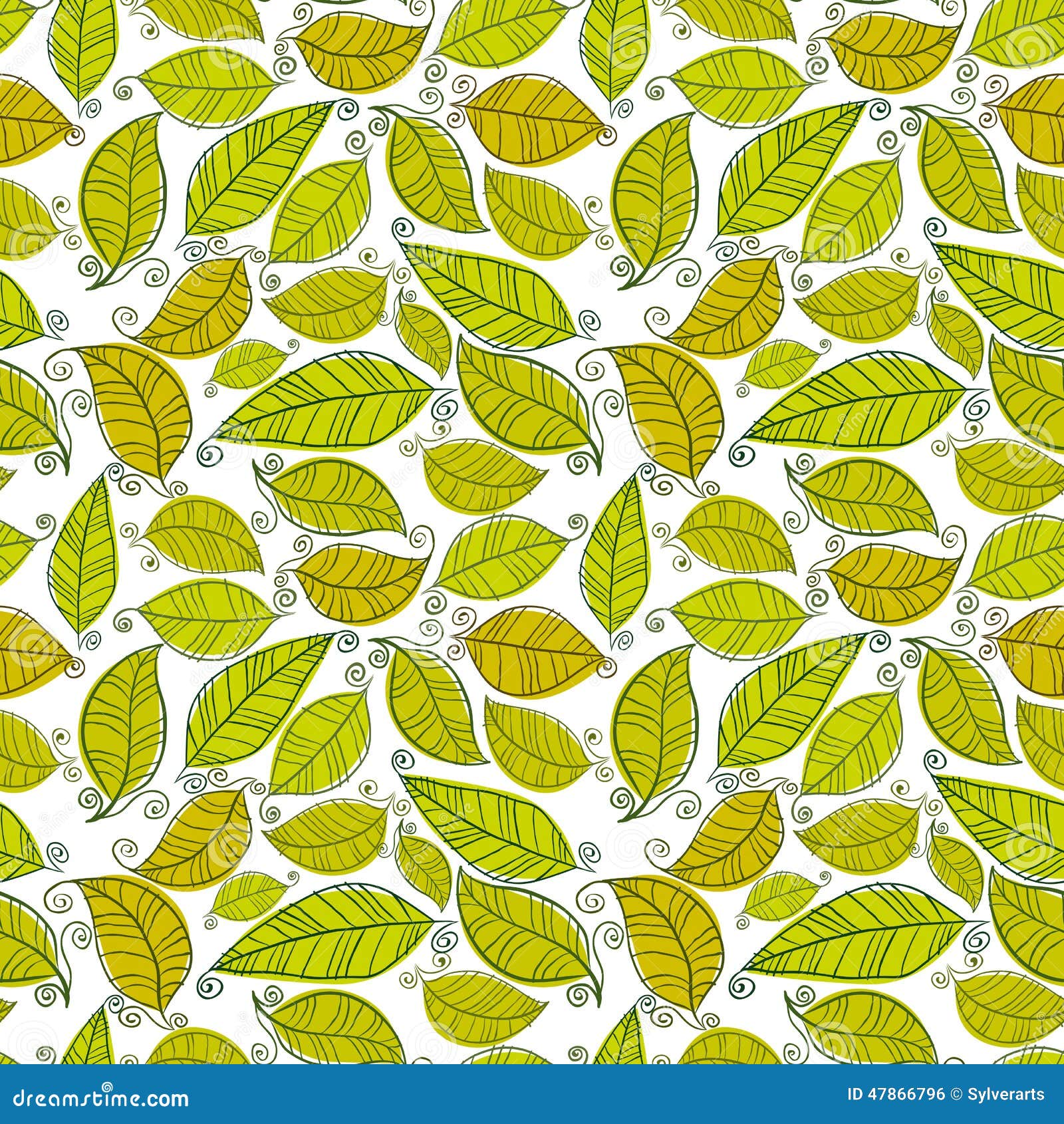 Summer Leaves Seamless Pattern. Stock Vector - Illustration of shape ...