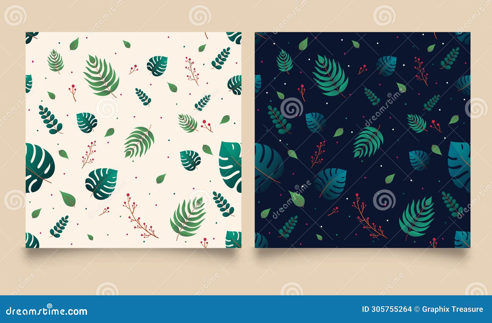 Summer Leaves Seamless Pattern. Spring Pattern Background. Underwater ...