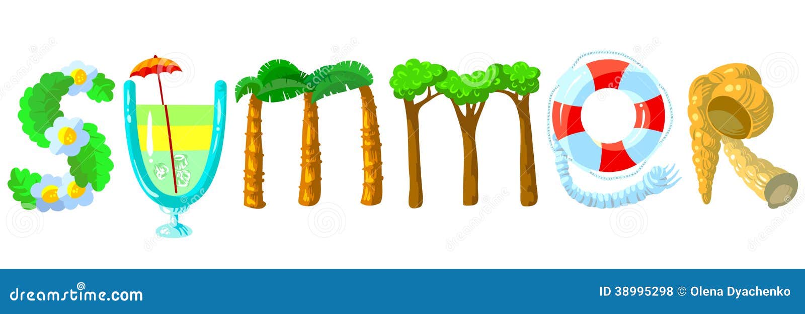 Summer lettering stock vector. Image of grass, line, foliage - 38995298