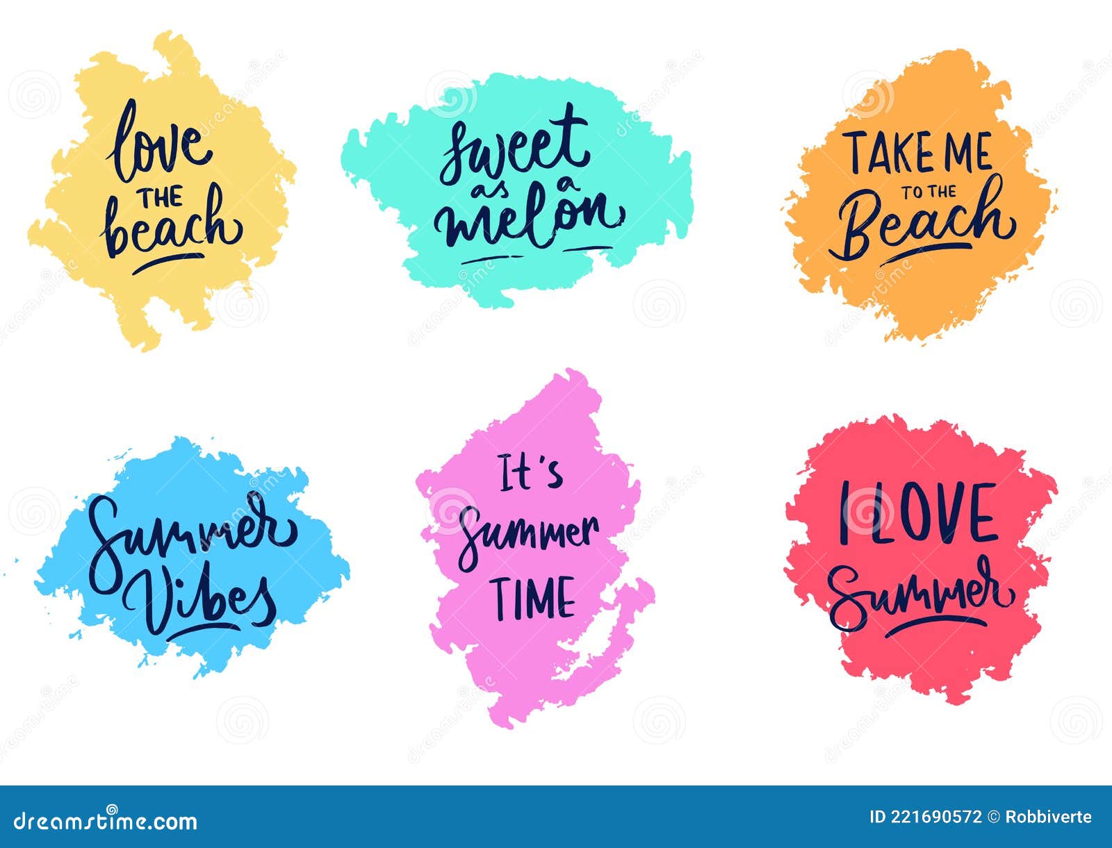 Summer Lettering Design Set Hand Drawn Stock Vector - Illustration of ...