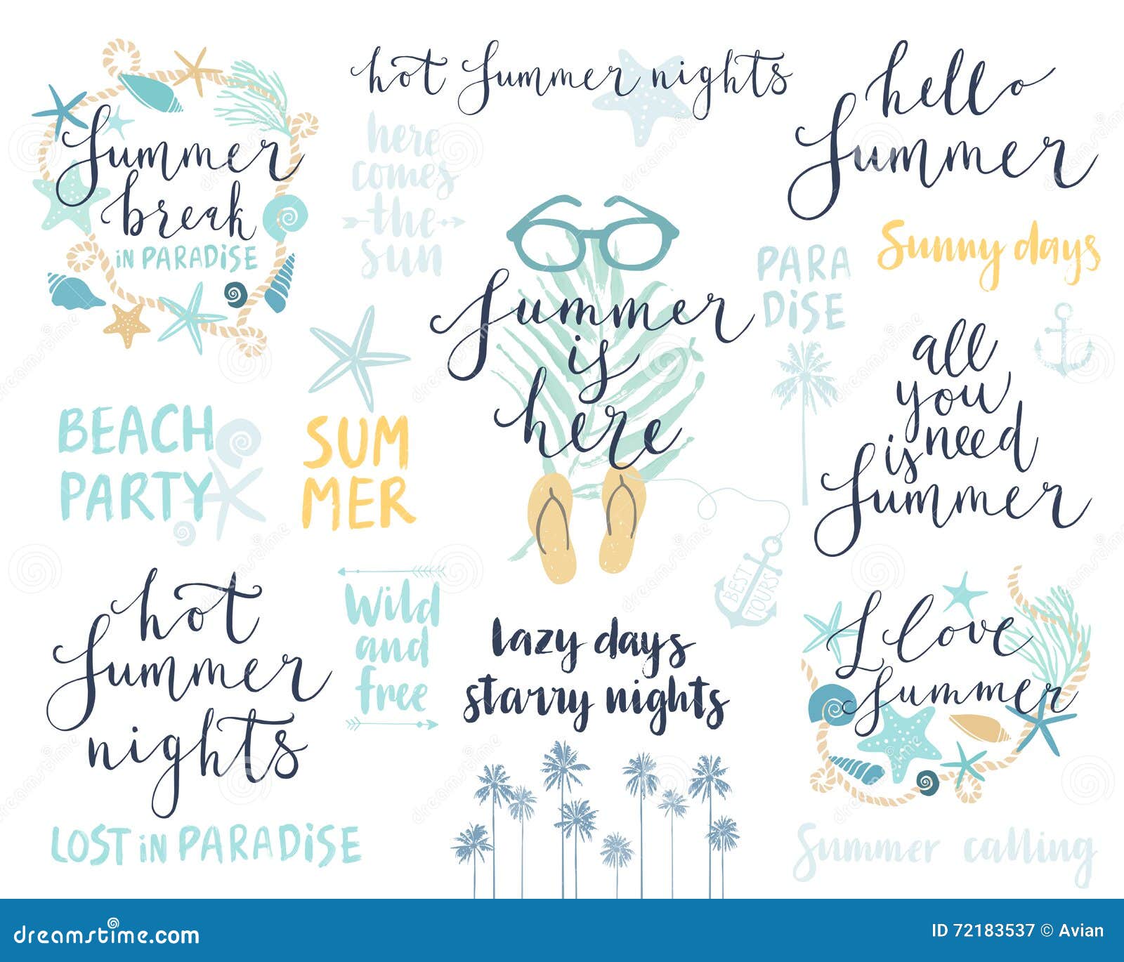 Summer Lettering. Handmade Modern Brush Typography. Template For Banner ...
