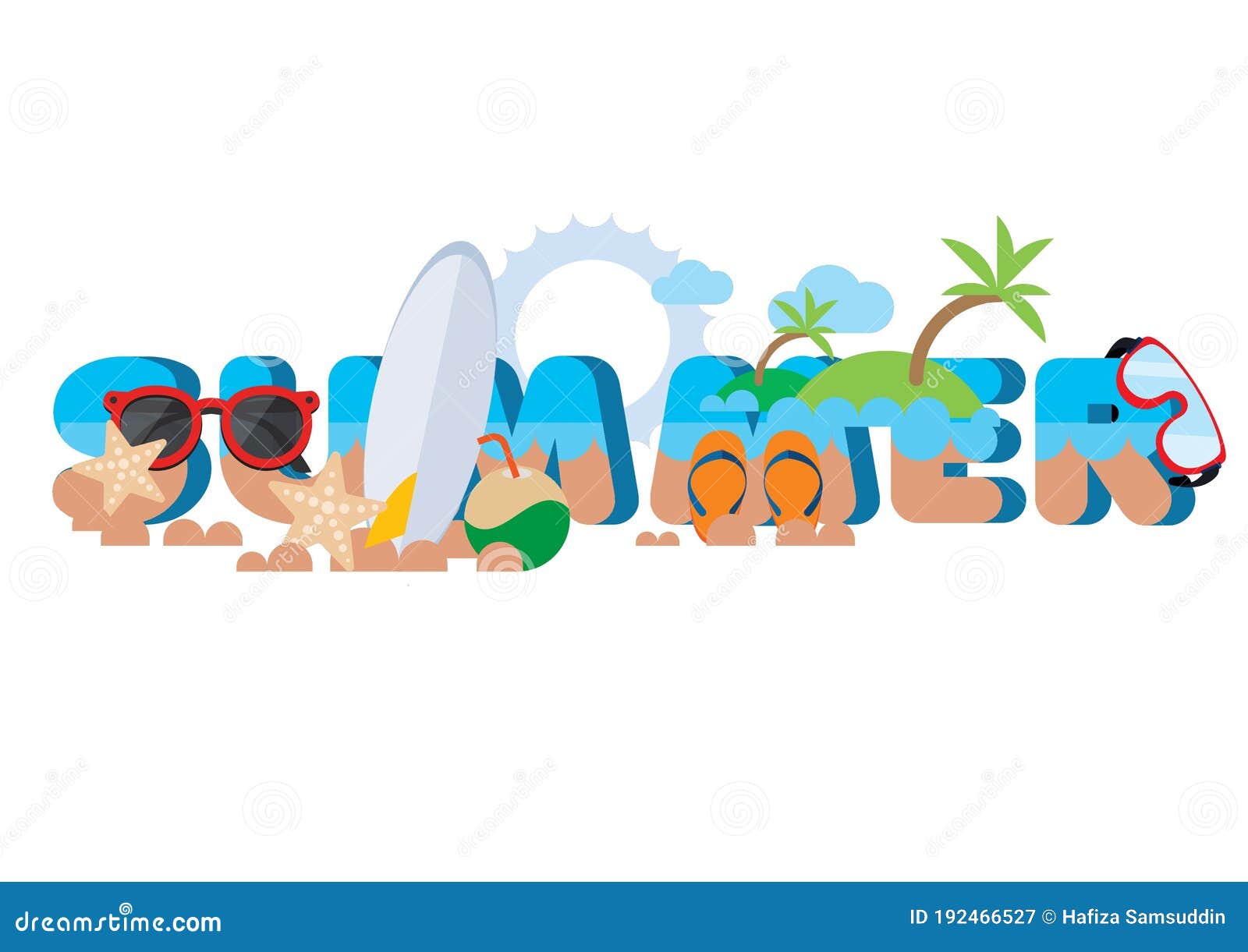 Summer Lettering Design. Vector Illustration Decorative Design Stock ...