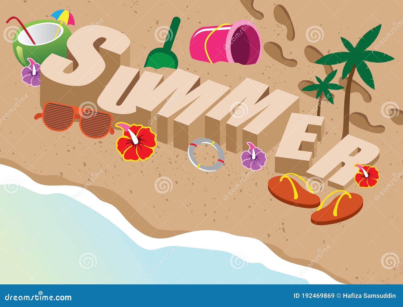 Summer Lettering Design. Vector Illustration Decorative Design Stock ...