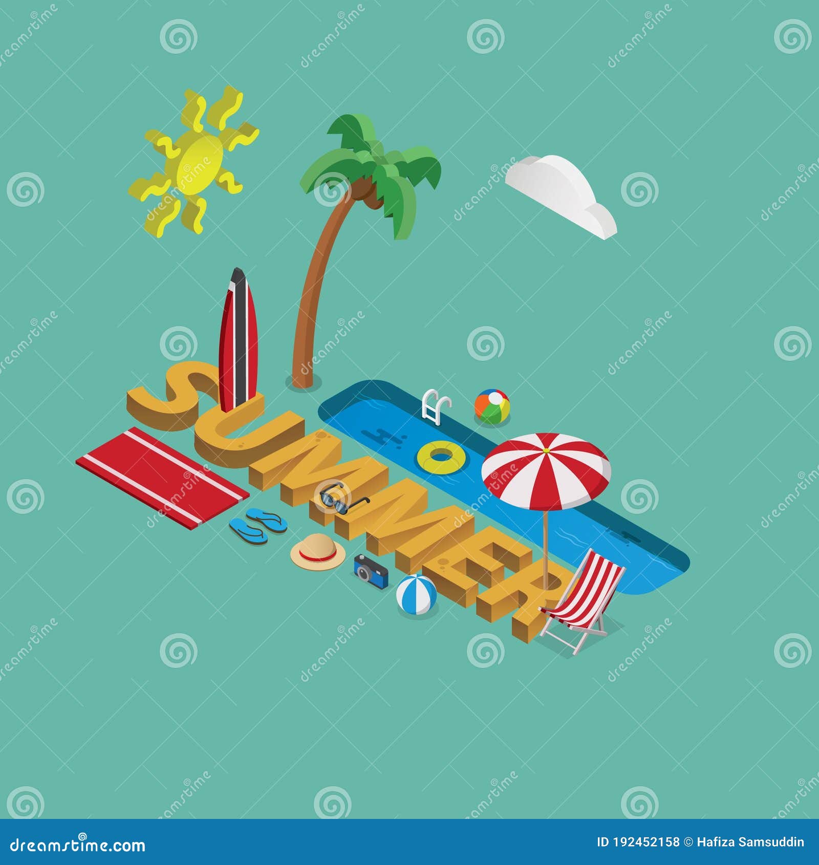 Summer Lettering Designvector Illustration. Vector Illustration ...