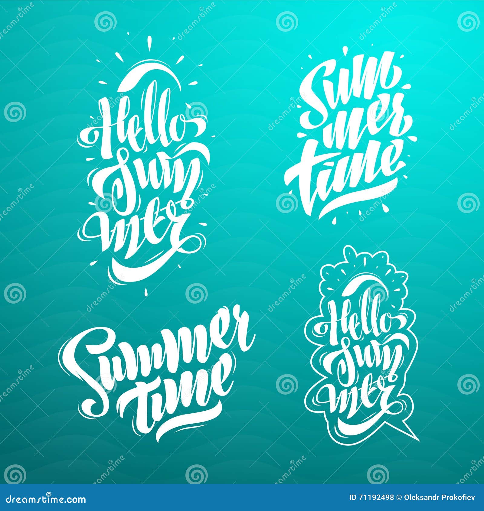 Summer Lettering Set. stock vector. Illustration of modern - 71192498