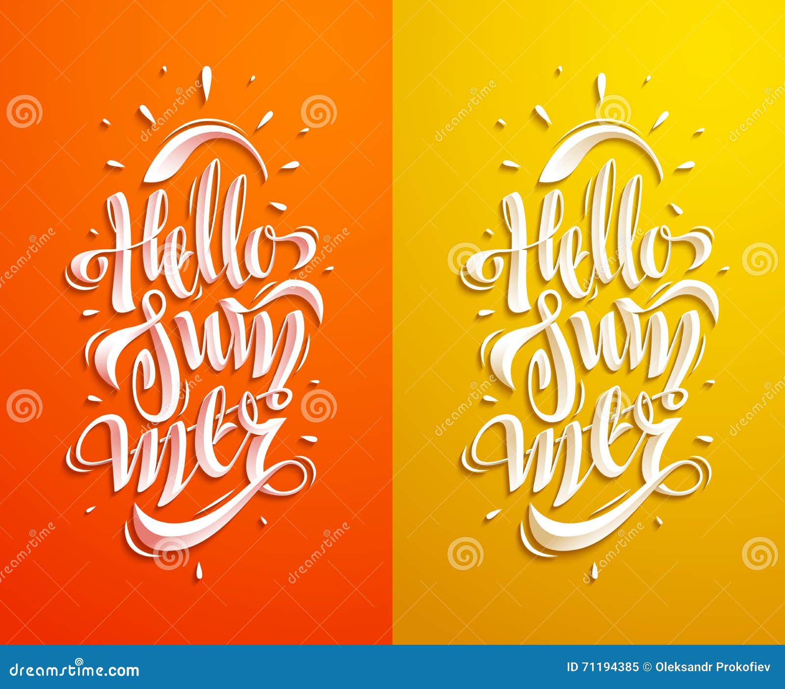 Summer Lettering Under Sea. Set Hand Drawn Icons, Signs And Banners ...