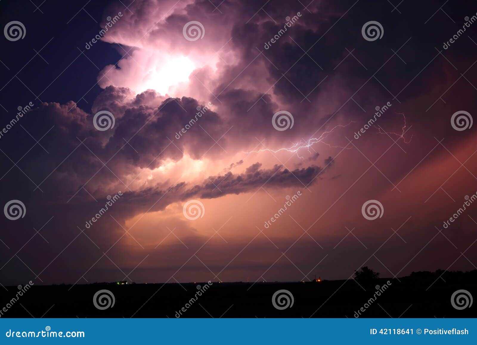 Summer lightning storm stock image. Image of cloud, summer - 42118641