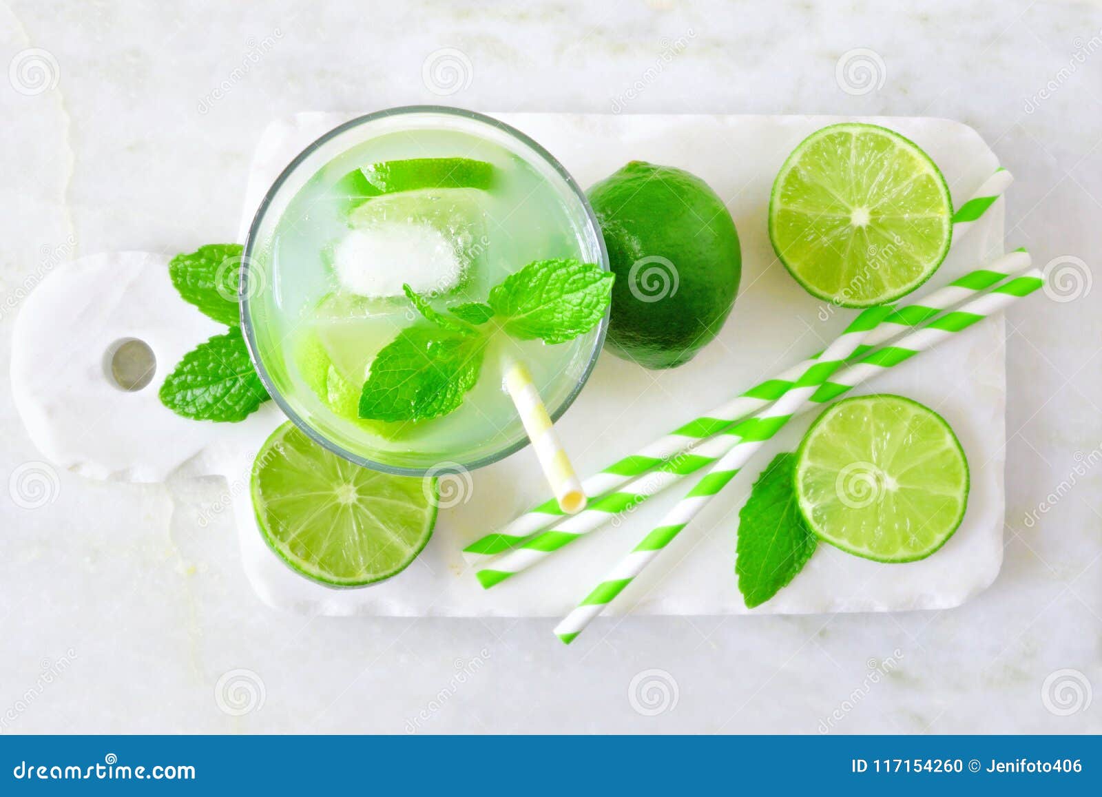 Summer Limeade, Top View on a Marble Background Stock Photo - Image of ...