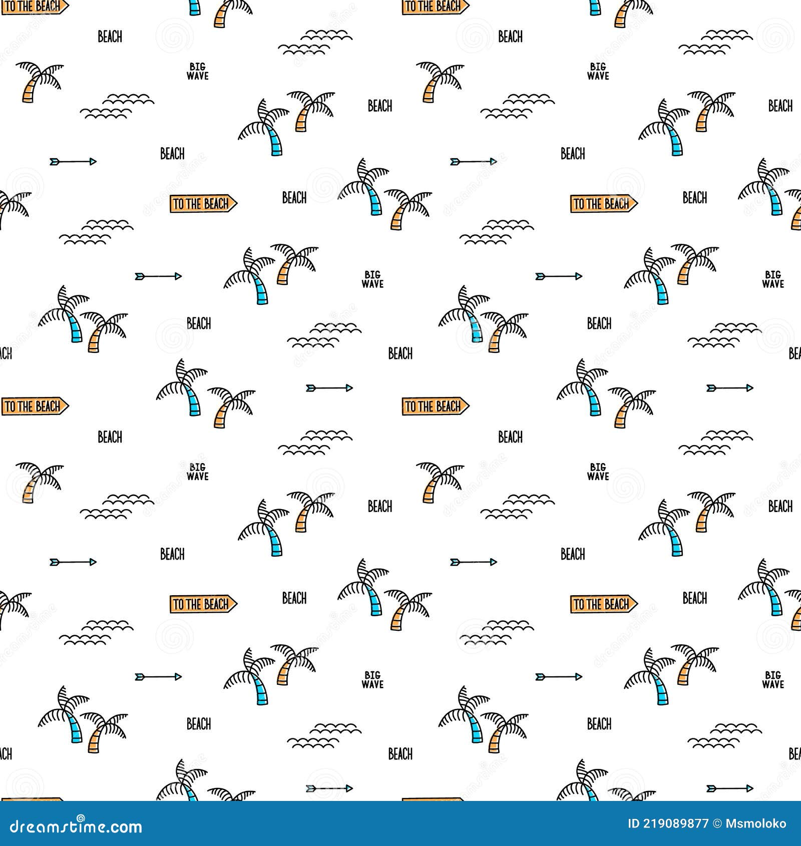 Summer Line Art Beach Pattern Stock Vector - Illustration of beach ...