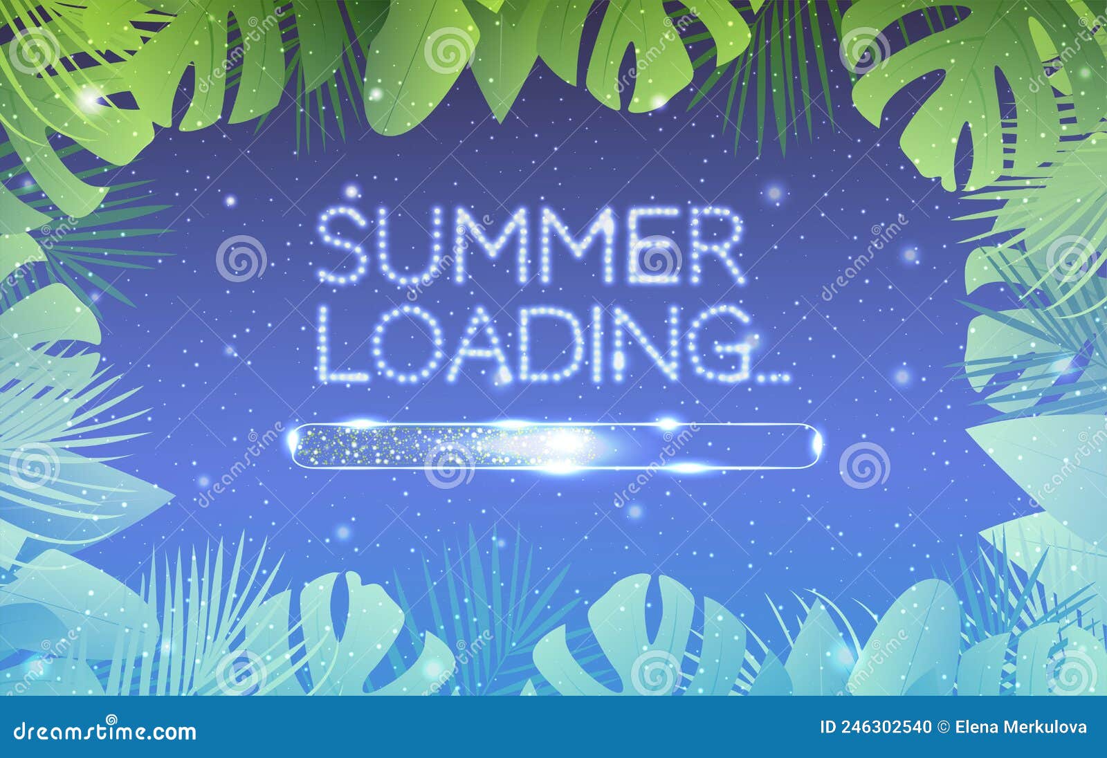 Summer Loading. Banner with Loading Bar, Tropical Leaf S Frame with ...