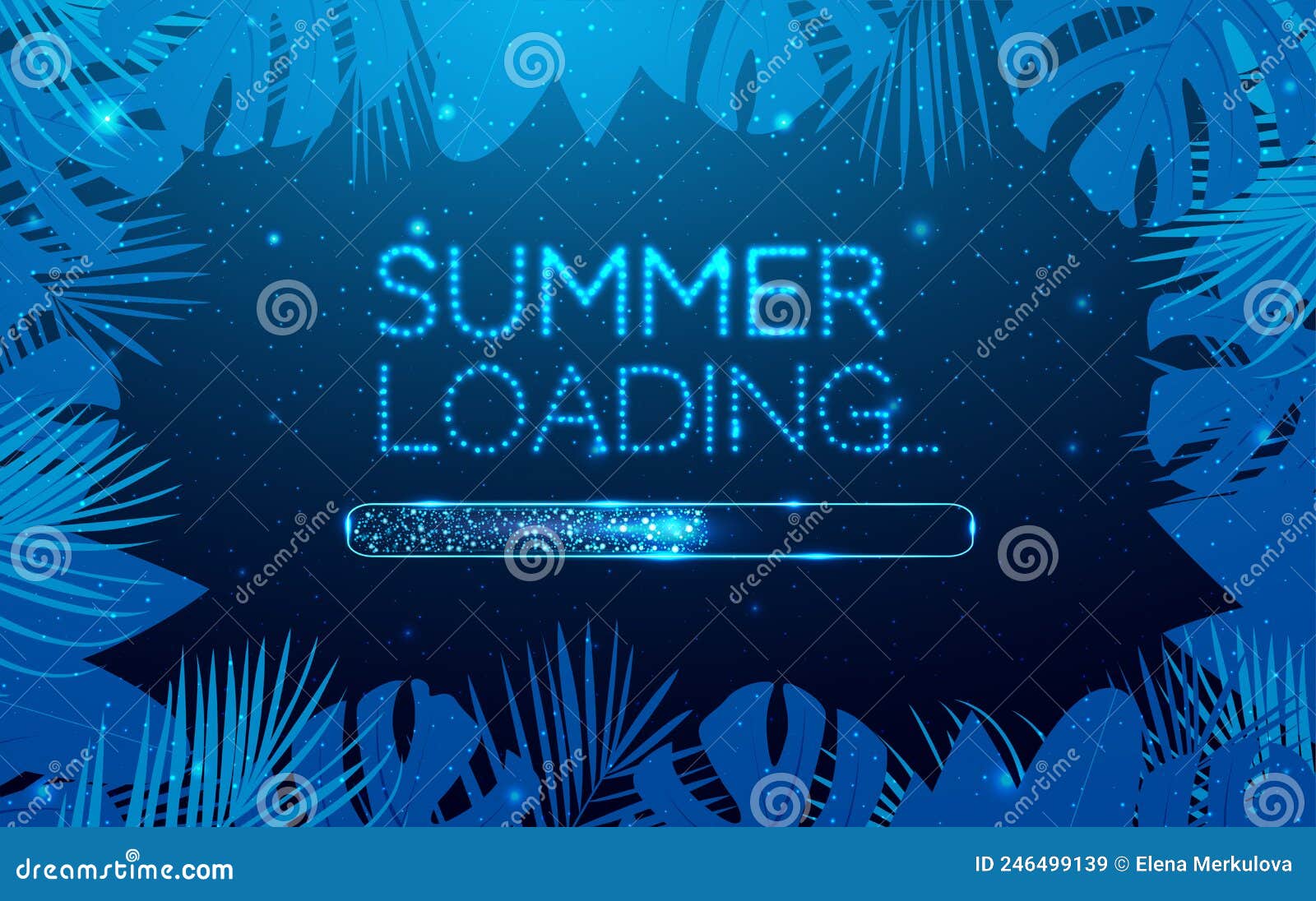 Summer Loading. Banner with Loading Bar, Tropical Leaf S Frame with ...