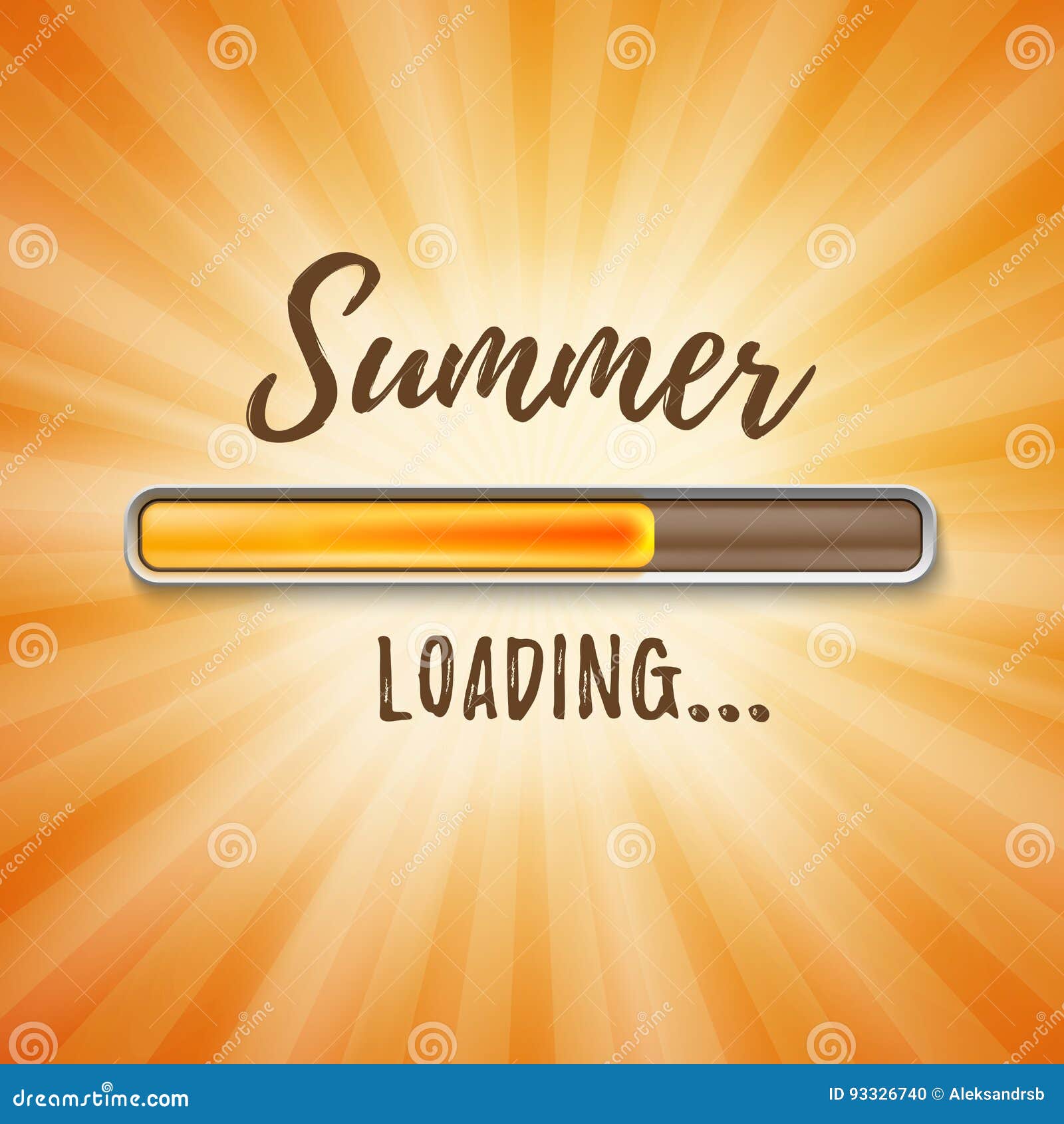 Summer Loading Bar Orange Background with Sun Rays. Stock Vector ...