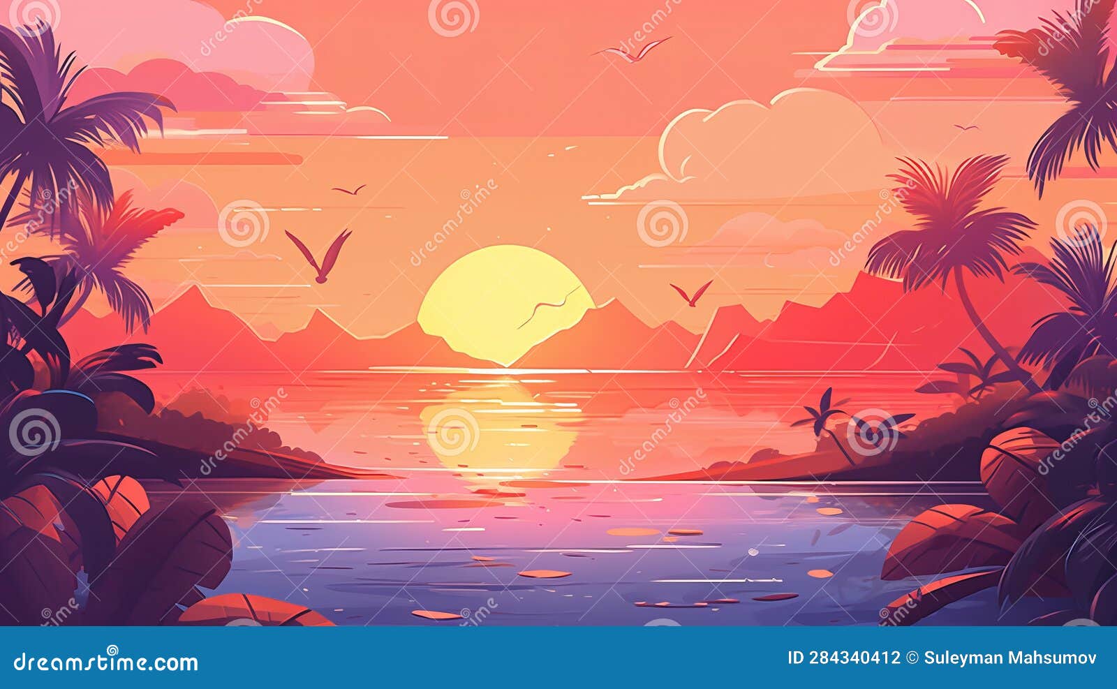Summer Lofi Wallpaper stock illustration. Illustration of beautiful ...