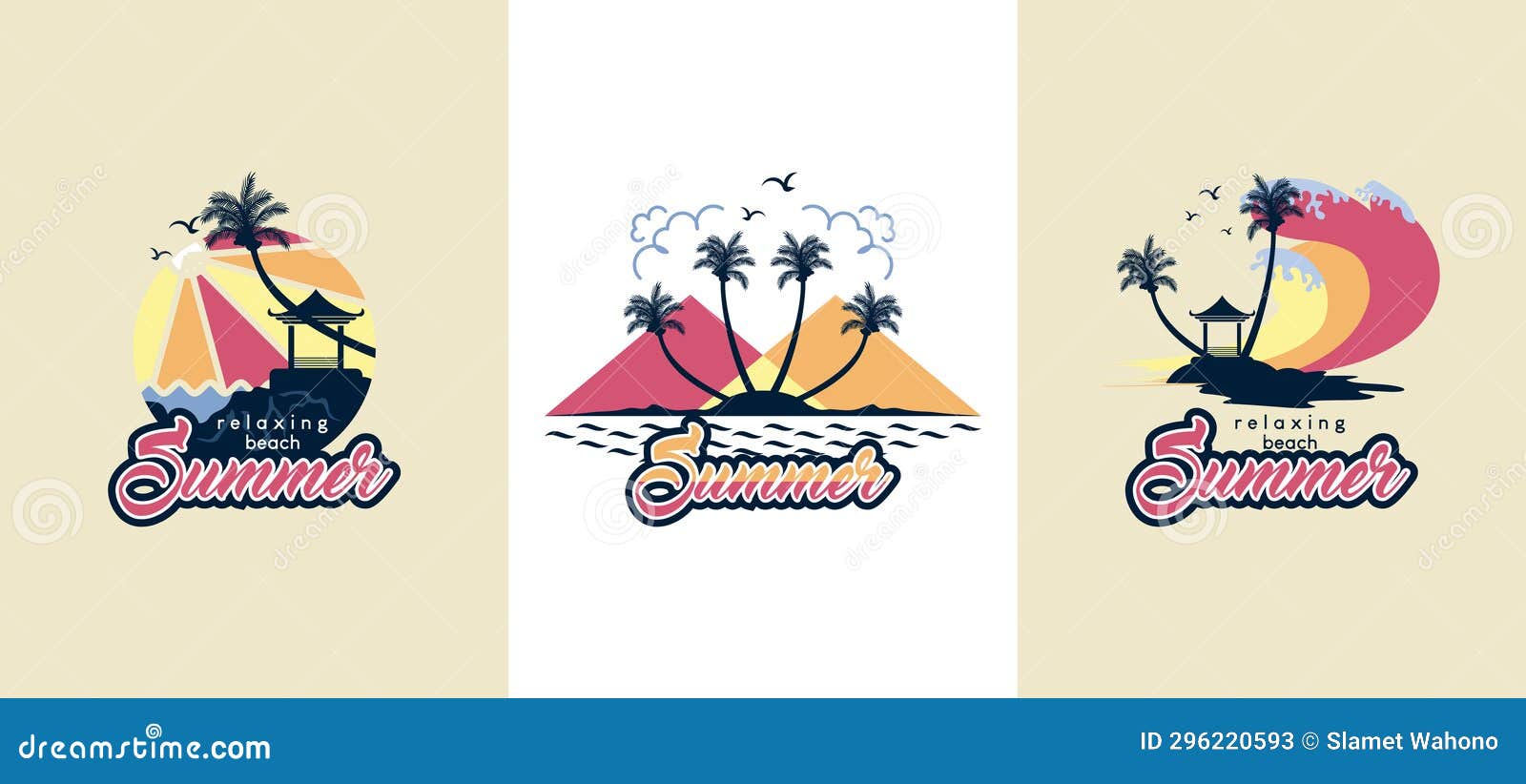 A Collection of Logo Designs for Summer Vector Illustrations of Natural ...