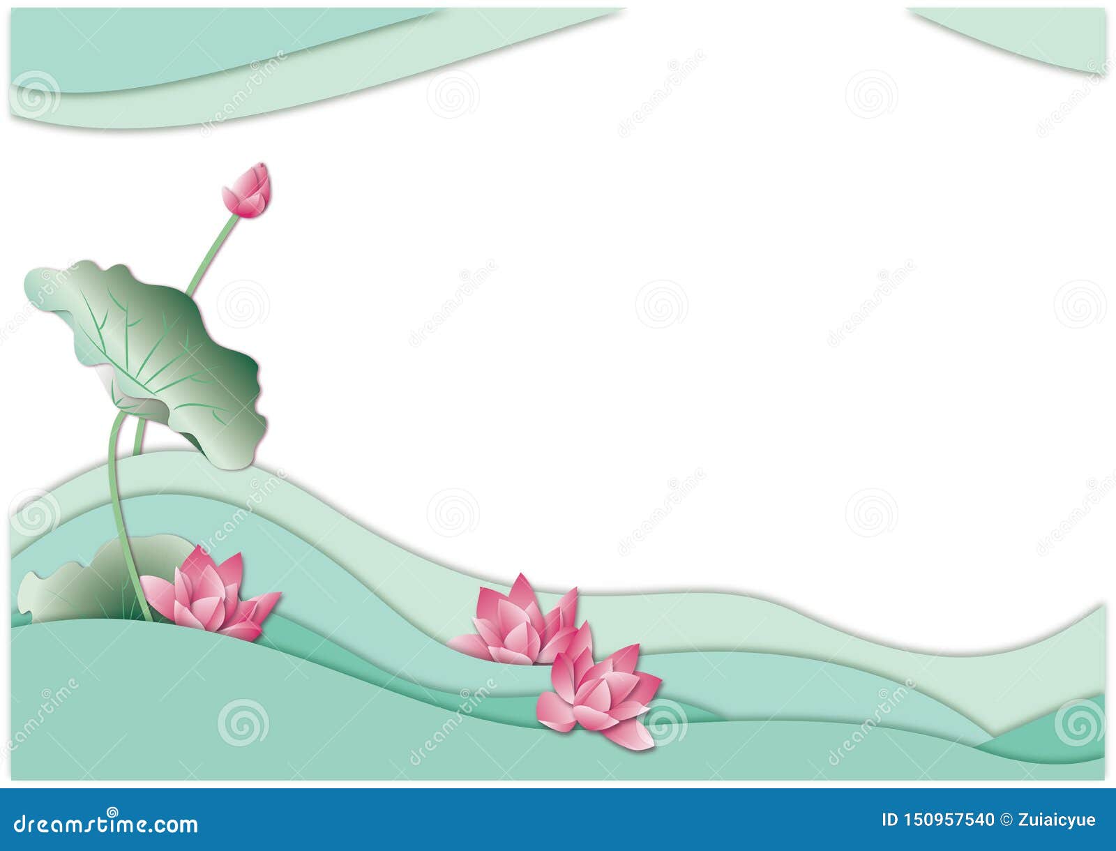 Summer Lotus Flower Paper Cutting Background Stock Vector ...