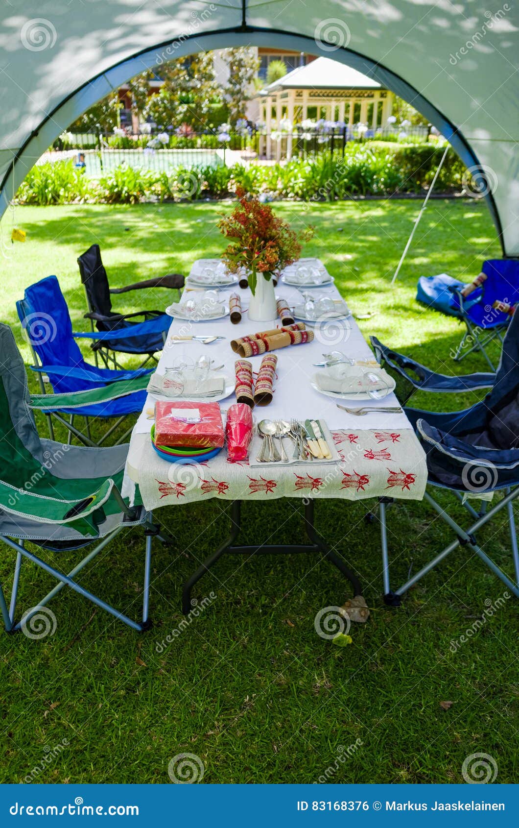 Summer Lunch Table Under a Gazebo Tent Stock Photo - Image of ceremony ...