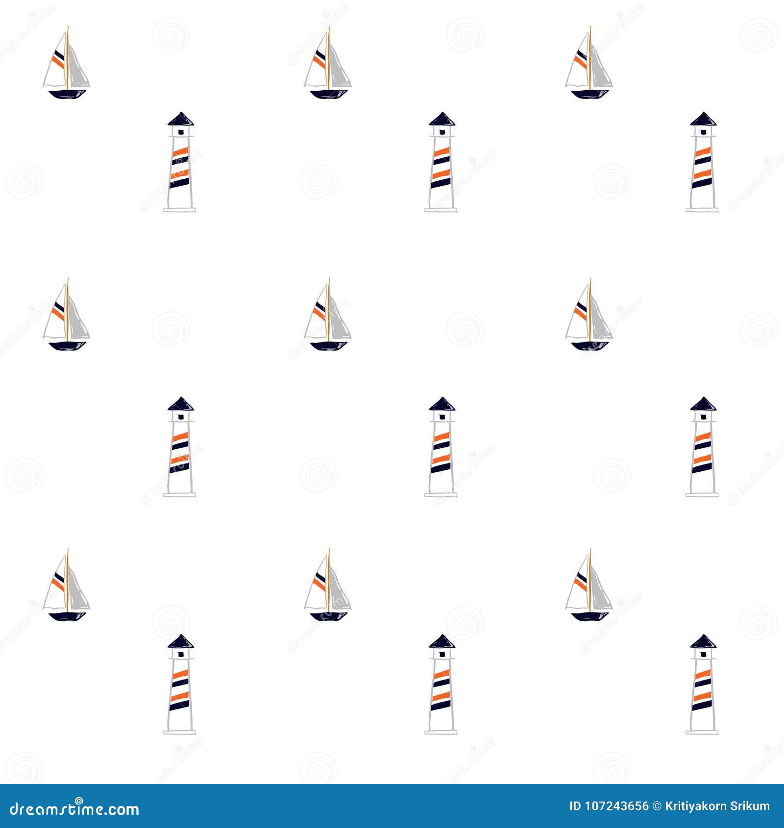 Summer Maritime Mood, Seamless Nautical Pattern with Ships Stock Vector ...