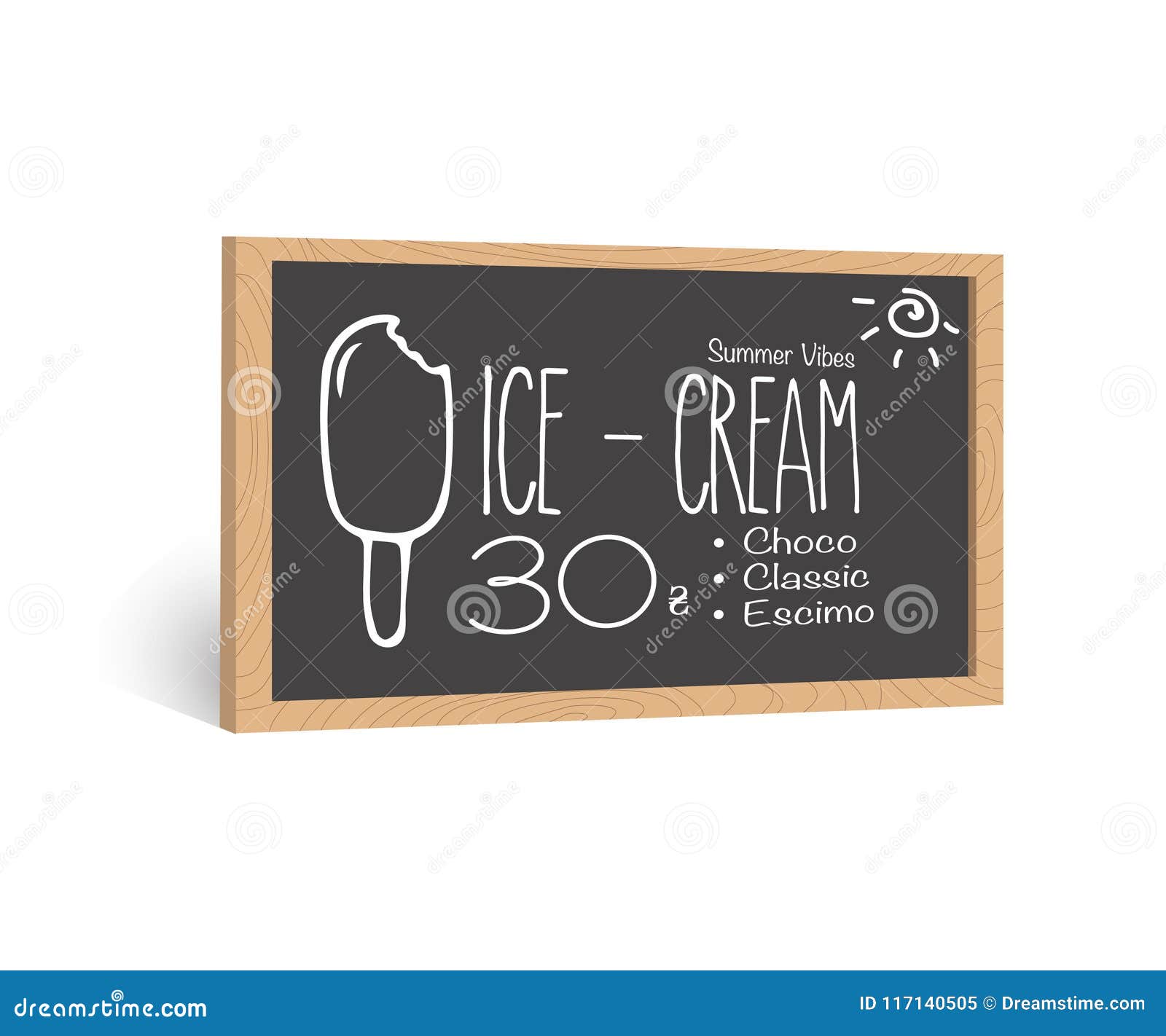 Summer Menu, Ice Cream, Chalk Board. Vector Illustration. Stock Vector ...