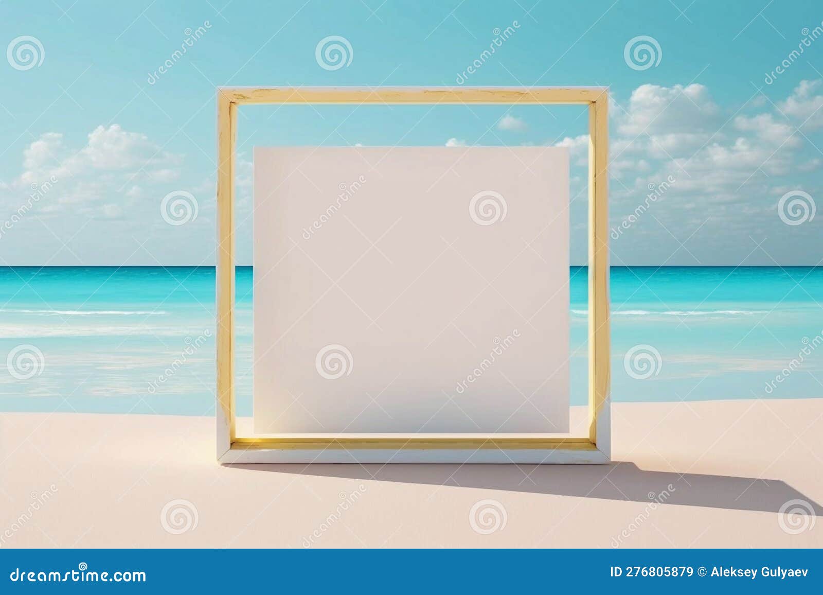 Summer Mock Up. Empty Frame on the Ocean Background Stock Illustration ...