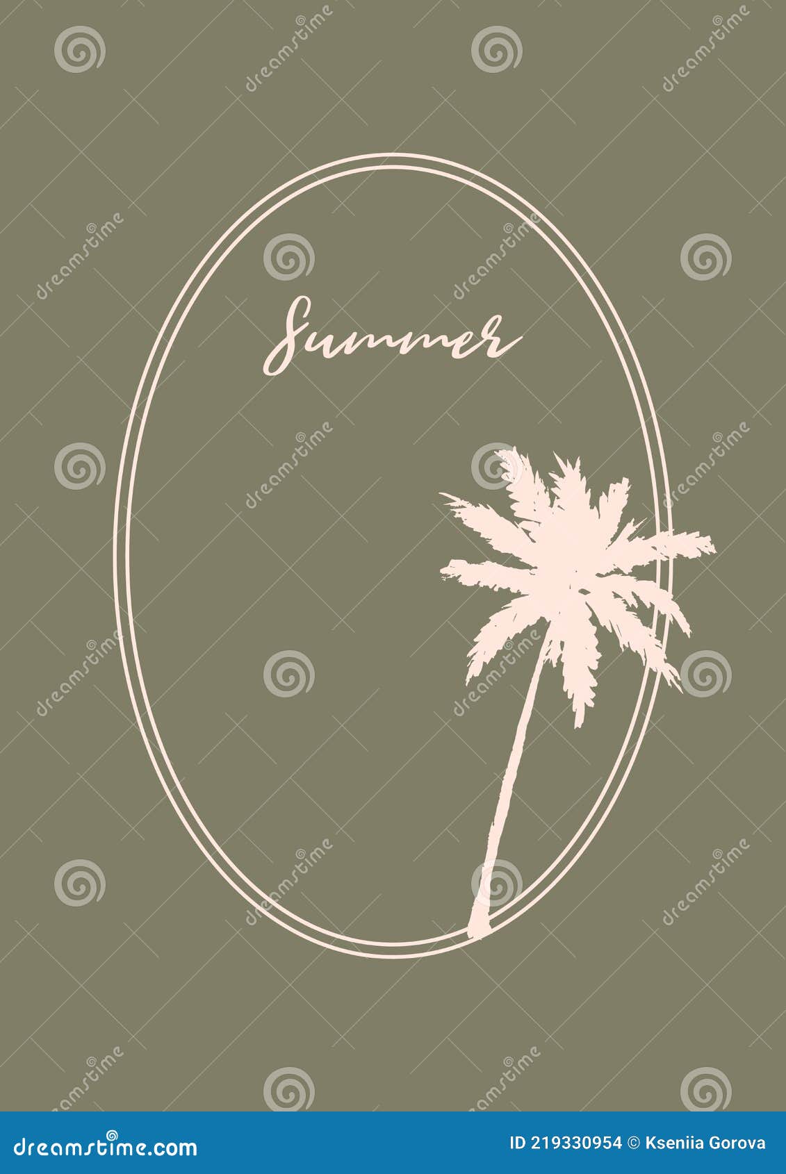 Summer Modern Design with Hand Drawn Palm Tree. Vector Illustration ...
