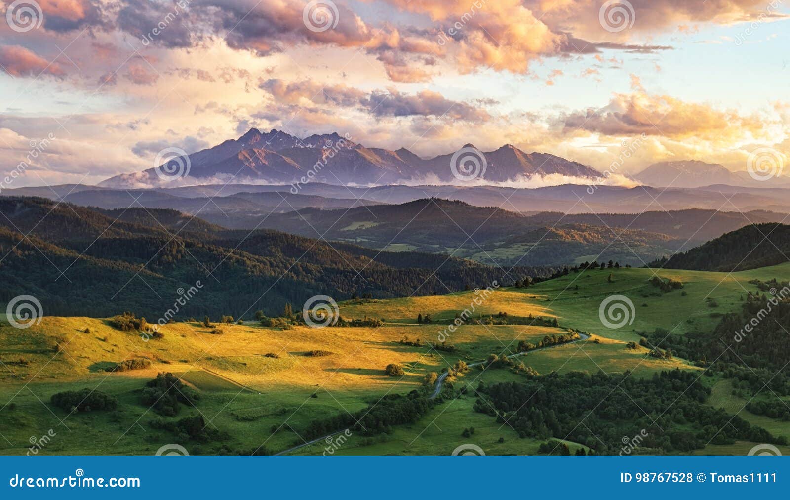 Summer Mountain Landscape in Slovakia Stock Photo - Image of farm ...