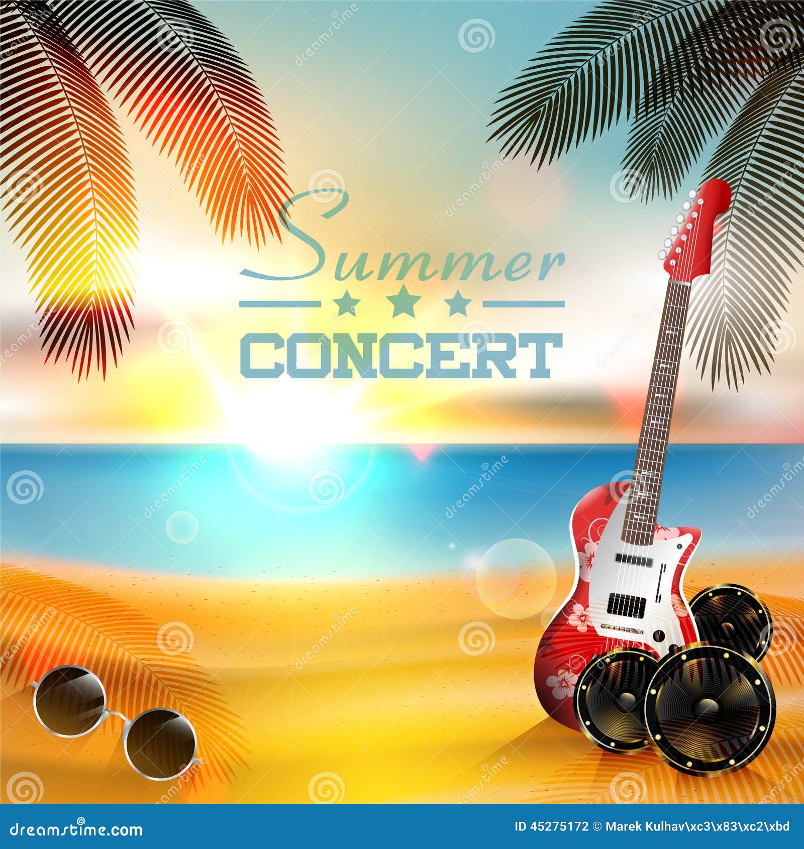 Summer Music Background with Instruments Stock Illustration ...