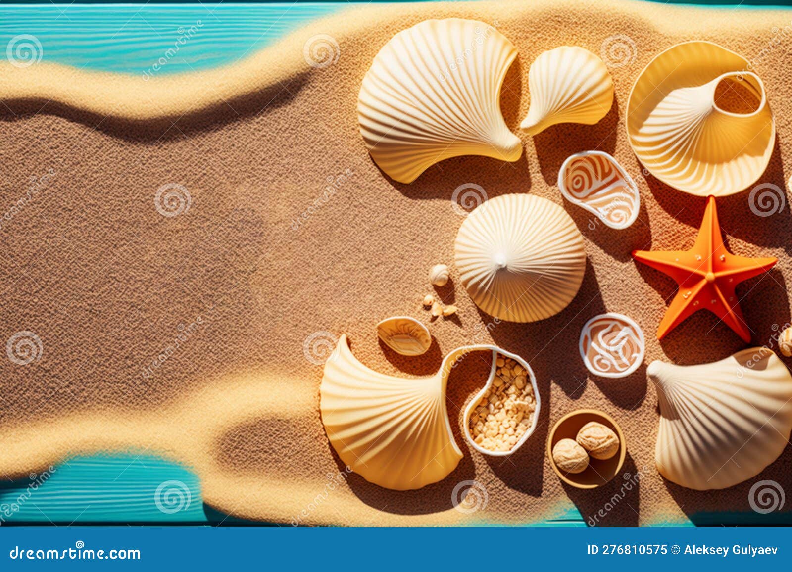 Summer Nautical Layout with Seashells. Summer Concept. Nautical Pattern ...