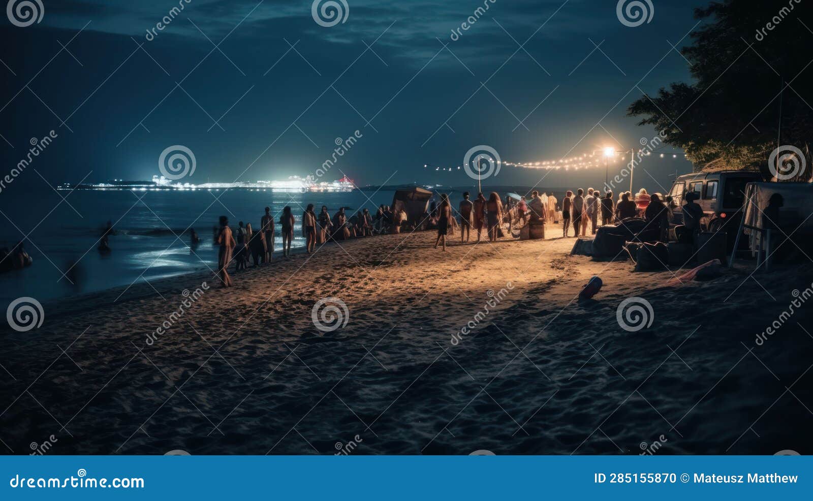 Summer Night Beach Party Background Stock Photo - Image of matthew ...