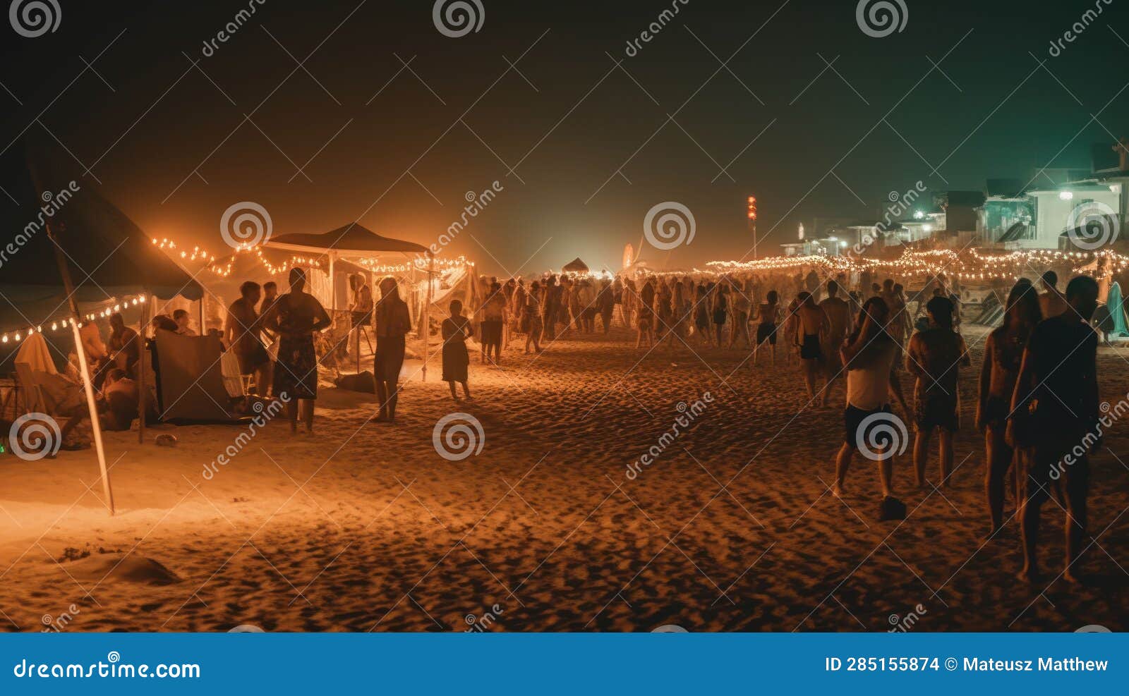 Summer Night Beach Party Background Stock Photo - Image of meeting ...