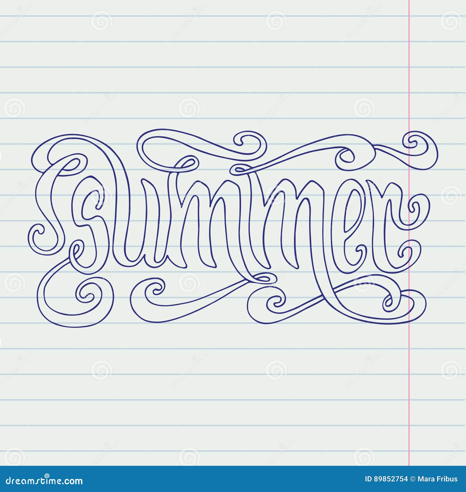 Summer notebook lettering stock vector. Illustration of design - 89852754