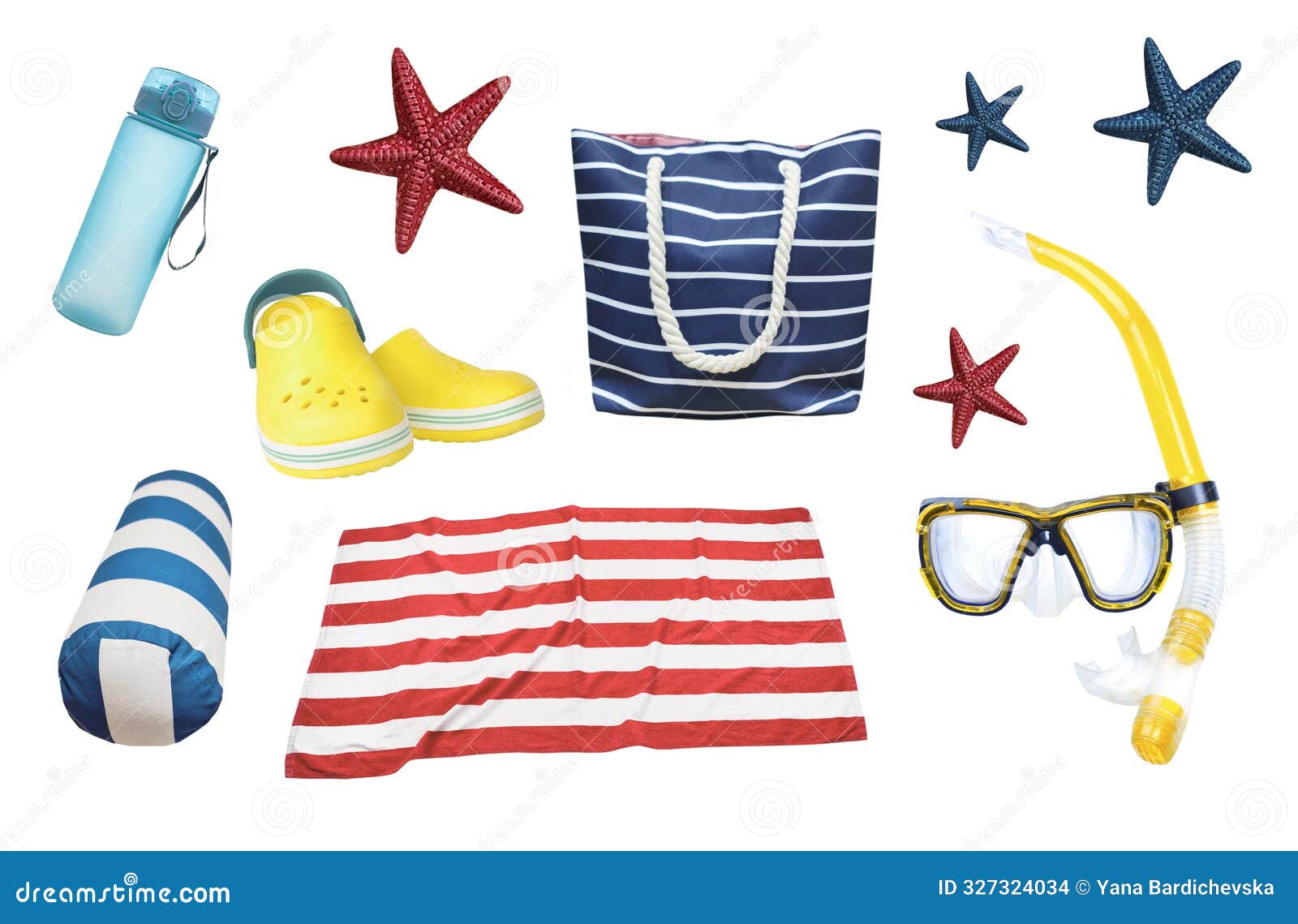 Summer Objects Collage,beach Items Set Isolated. Holiday Vocation Set ...