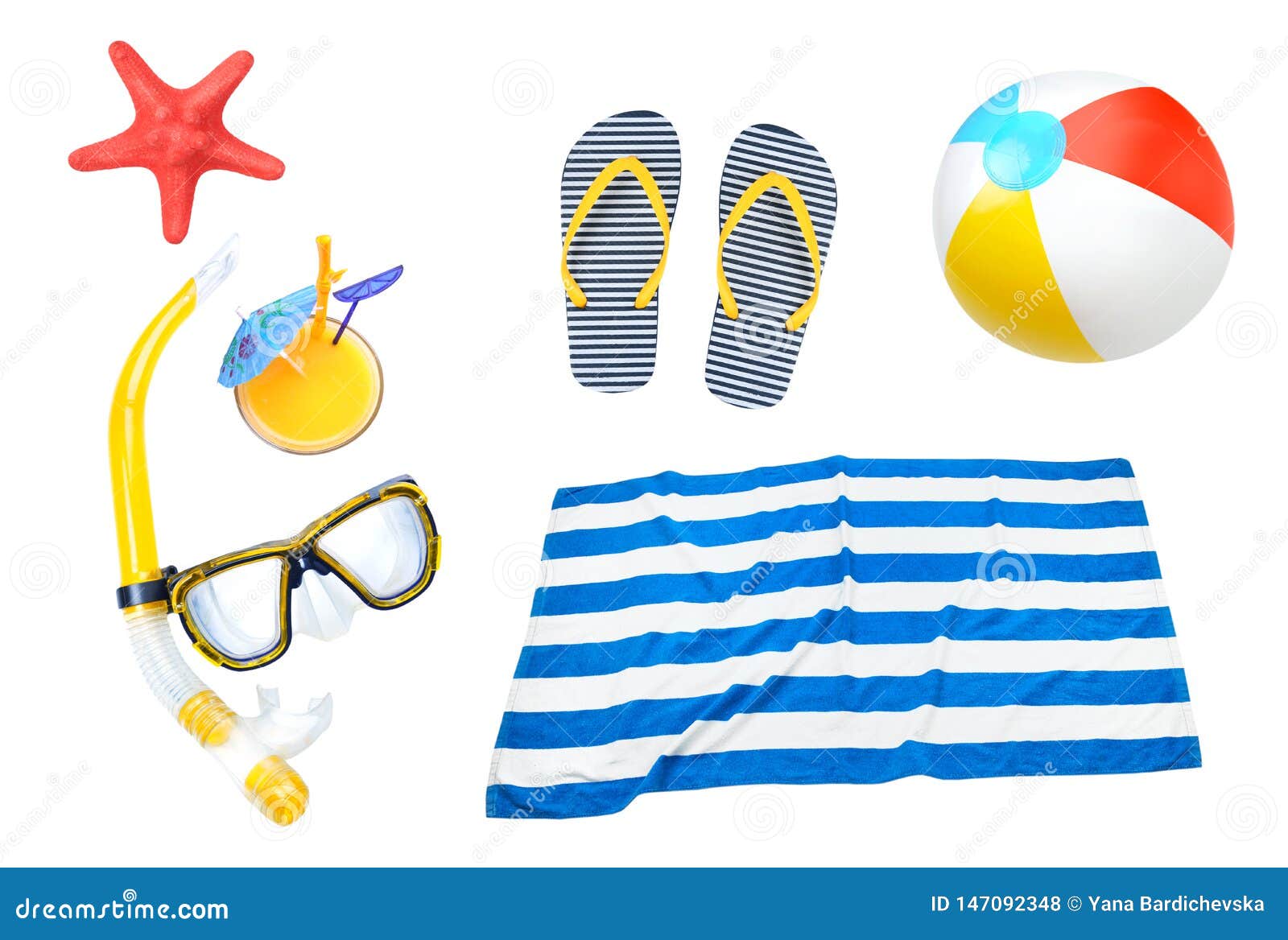 Summer Objects Collage,beach Items Set Isolated Stock Photo - Image of ...