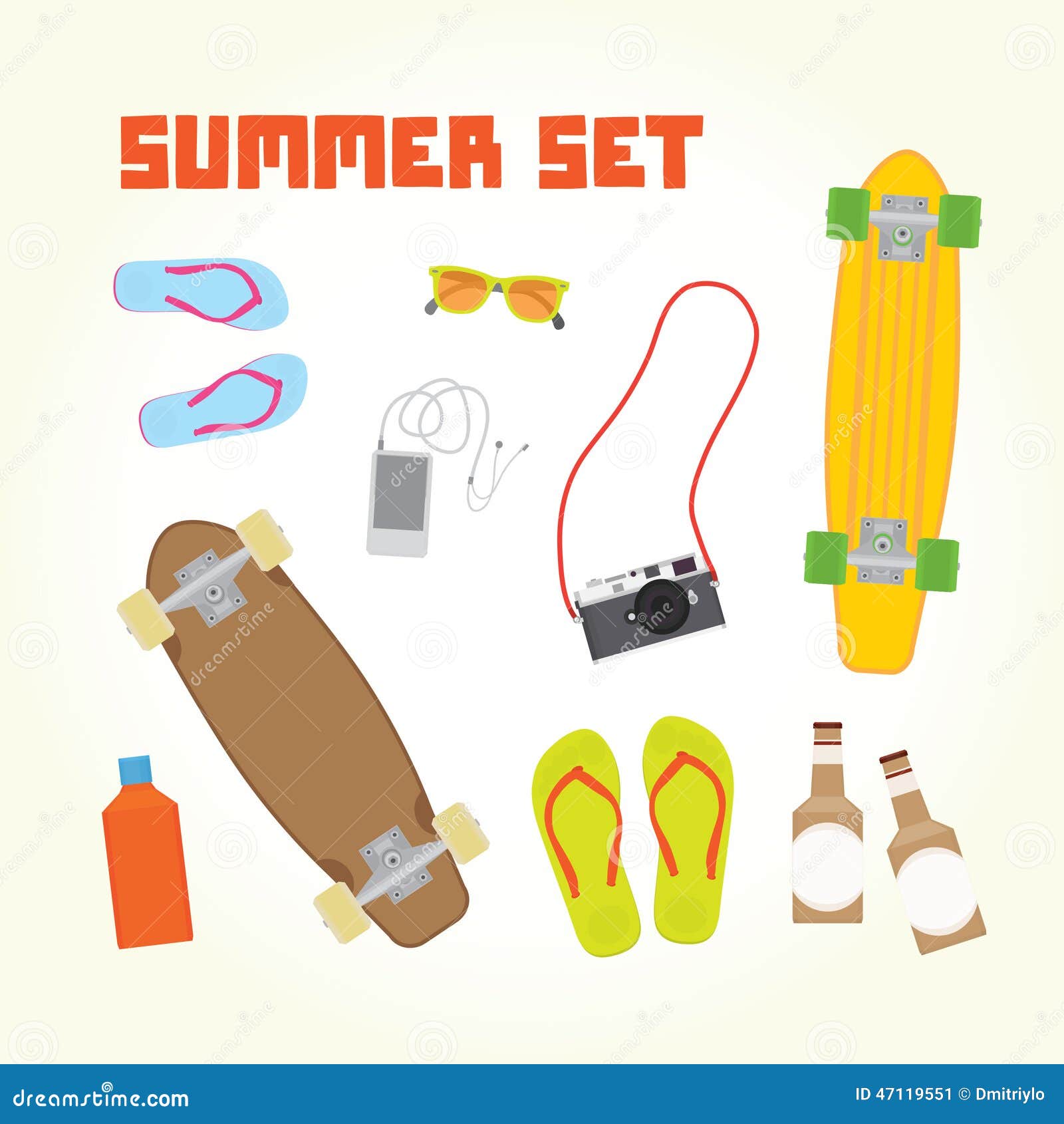 Summer objects set stock vector. Illustration of pack - 47119551