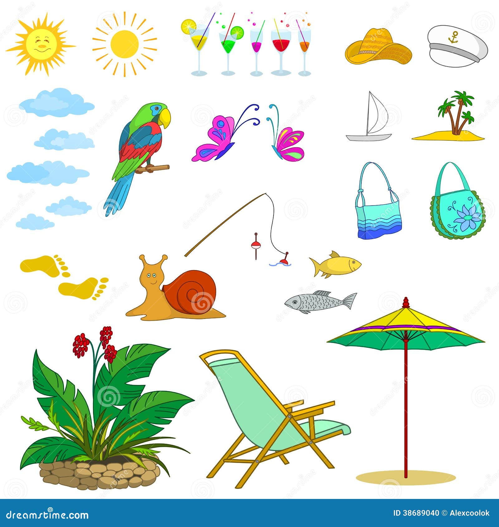 Summer objects stock vector. Illustration of landscape - 38689040