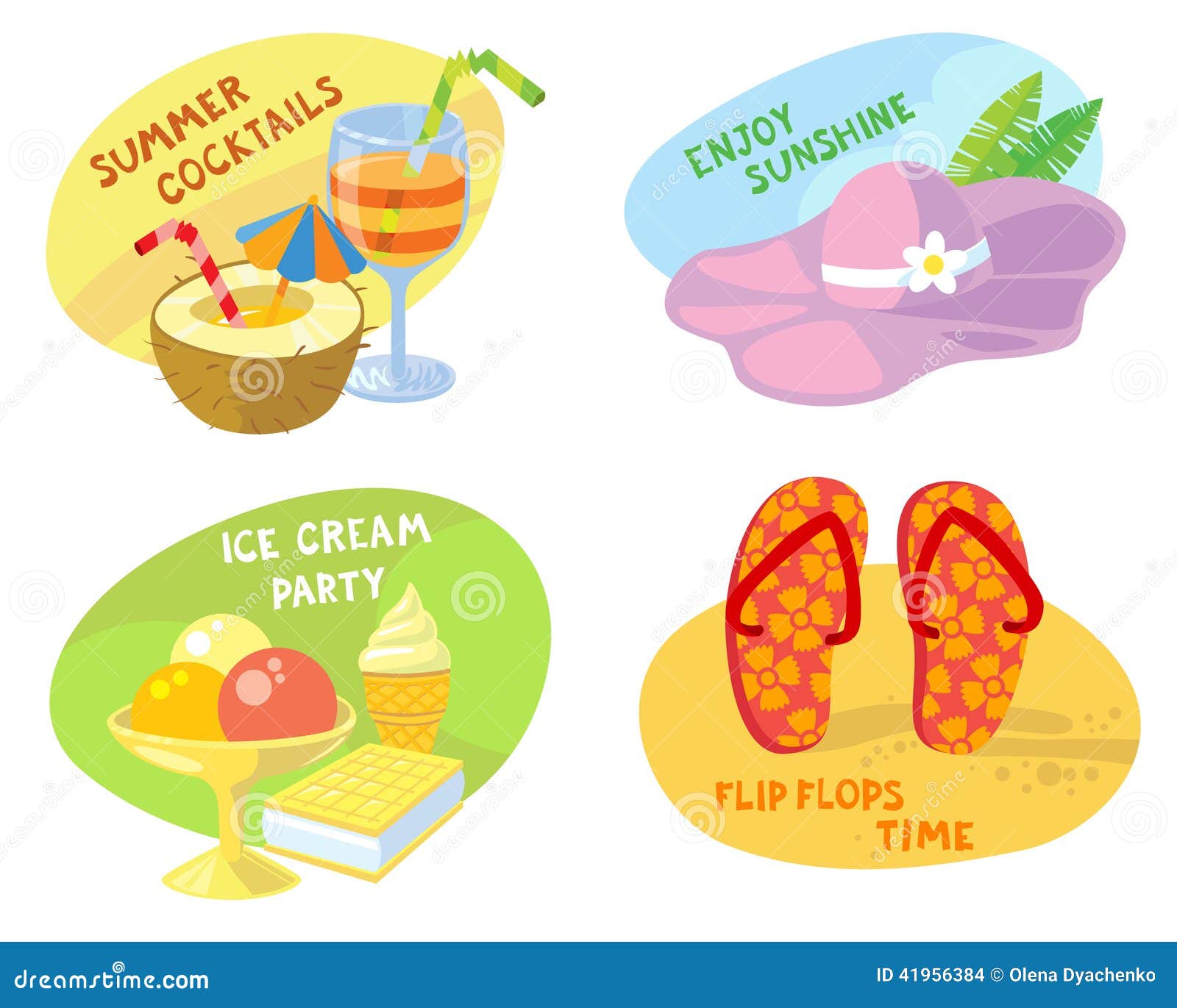 Summer objects stock vector. Illustration of beach, food - 41956384