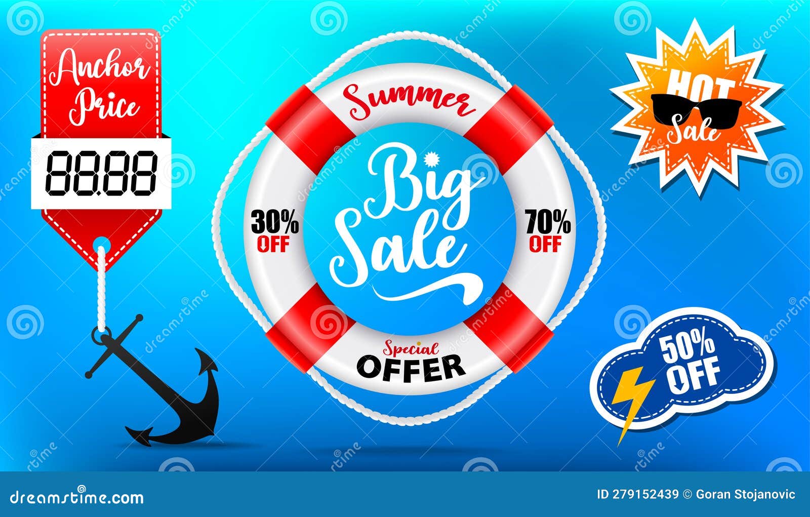 Summer Special Offer - Sale Banner Price Tag - Stickers Anchor Price ...