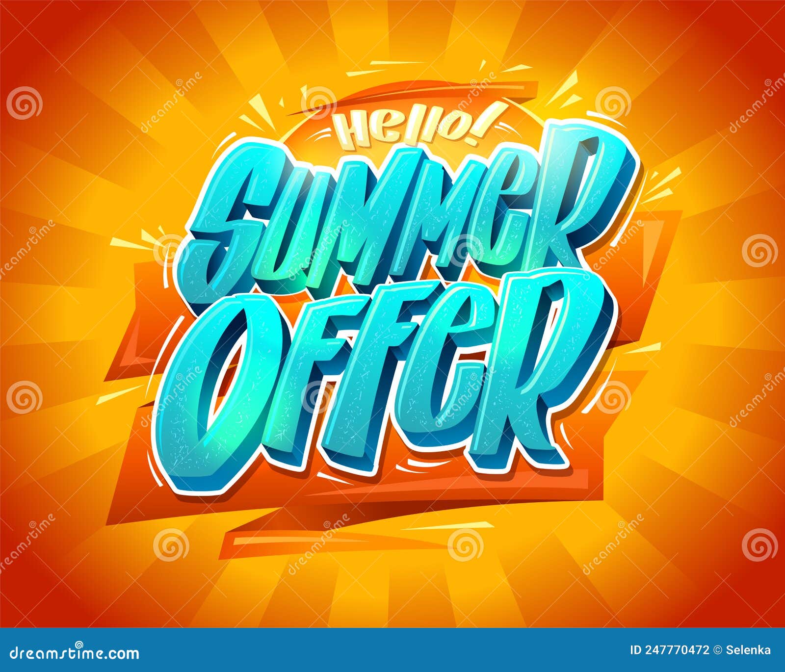 Summer Offer Vector Banner Template with Hand Drawn Lettering Stock ...