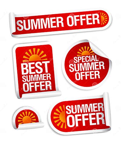 Summer offers stickers. stock vector. Illustration of deal - 19296041