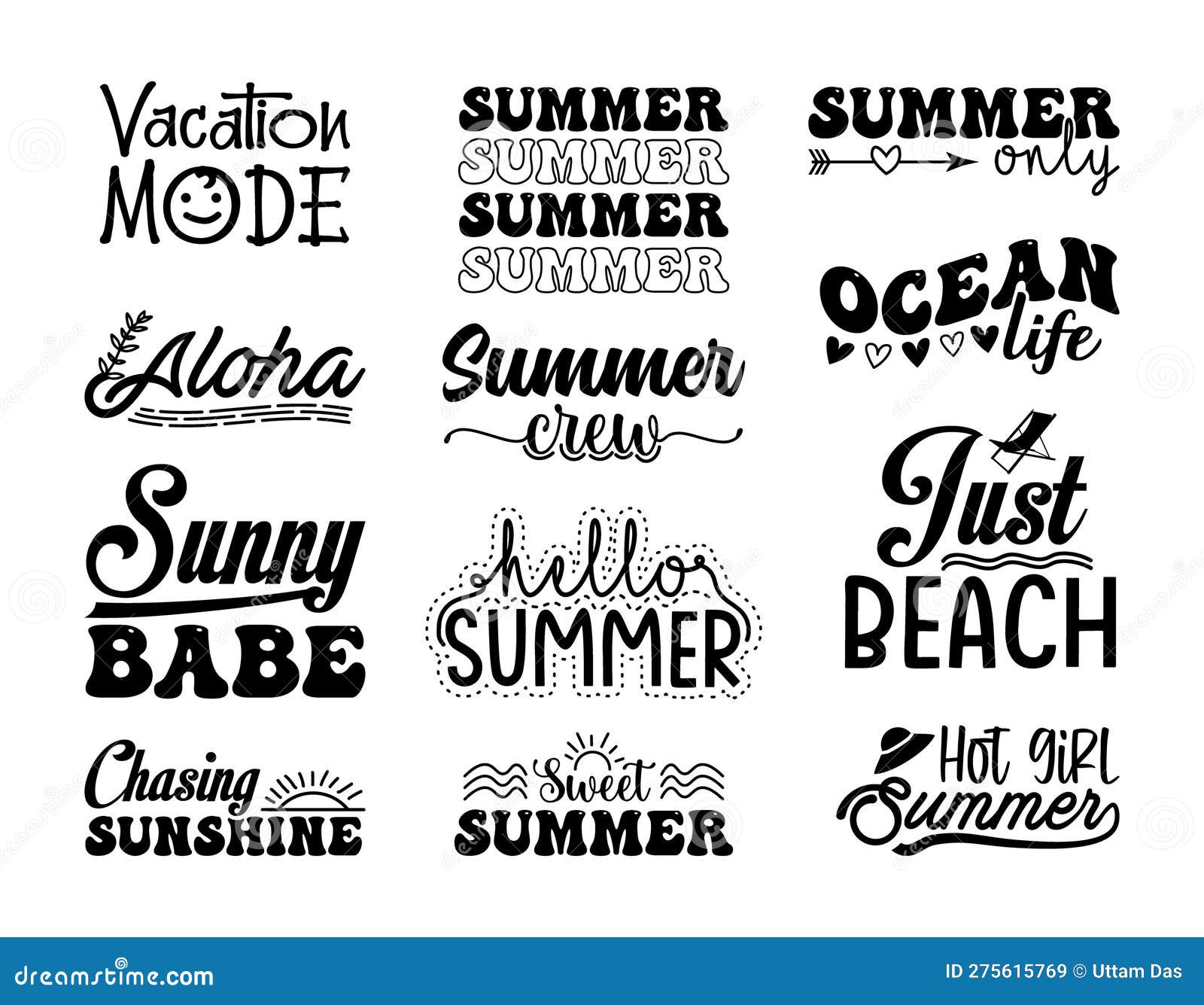Summer Outdoor Typography Svg Vector Designs Bundle Stock Vector ...