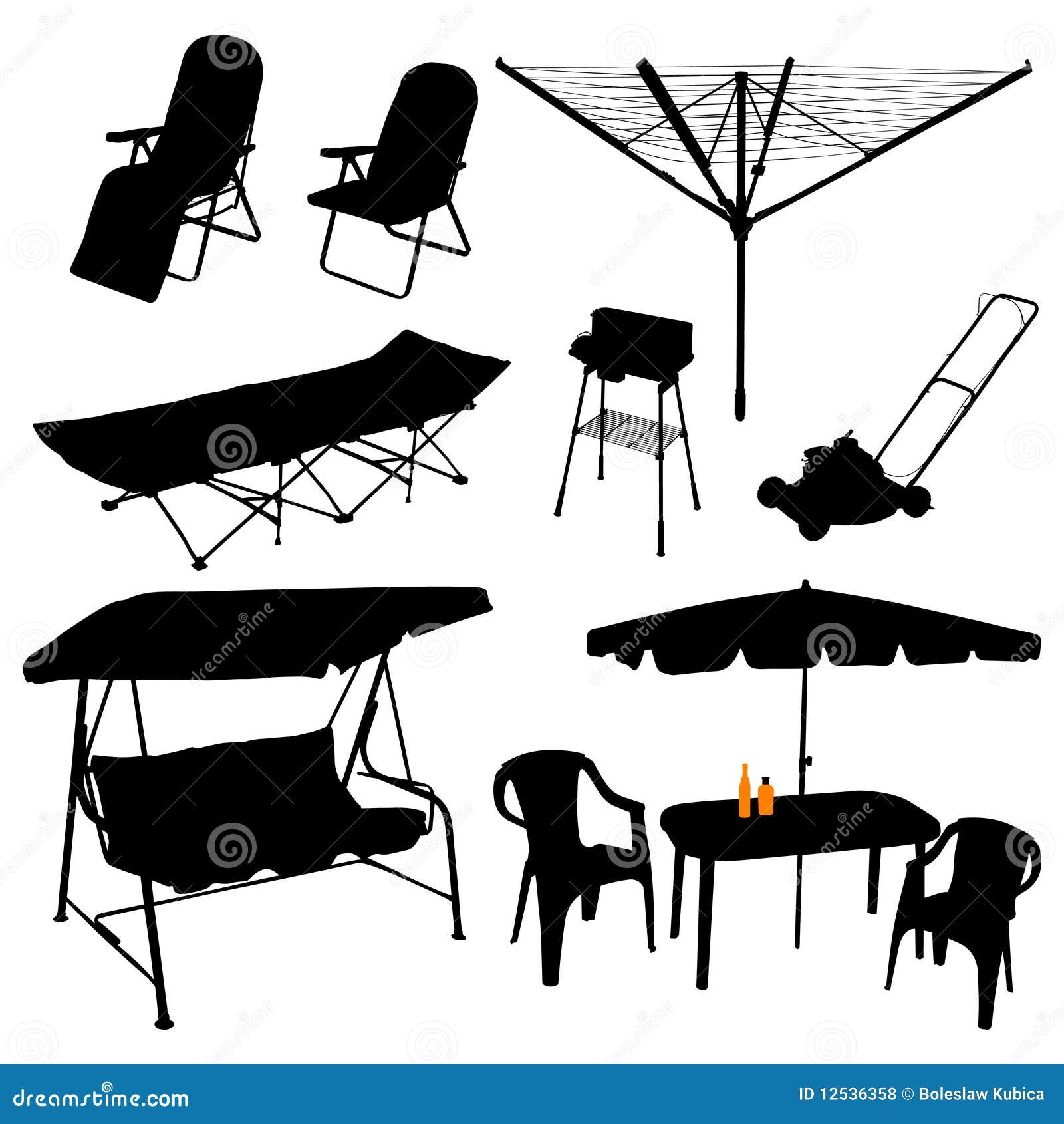 Summer outdoors vector set stock vector. Illustration of black - 12536358