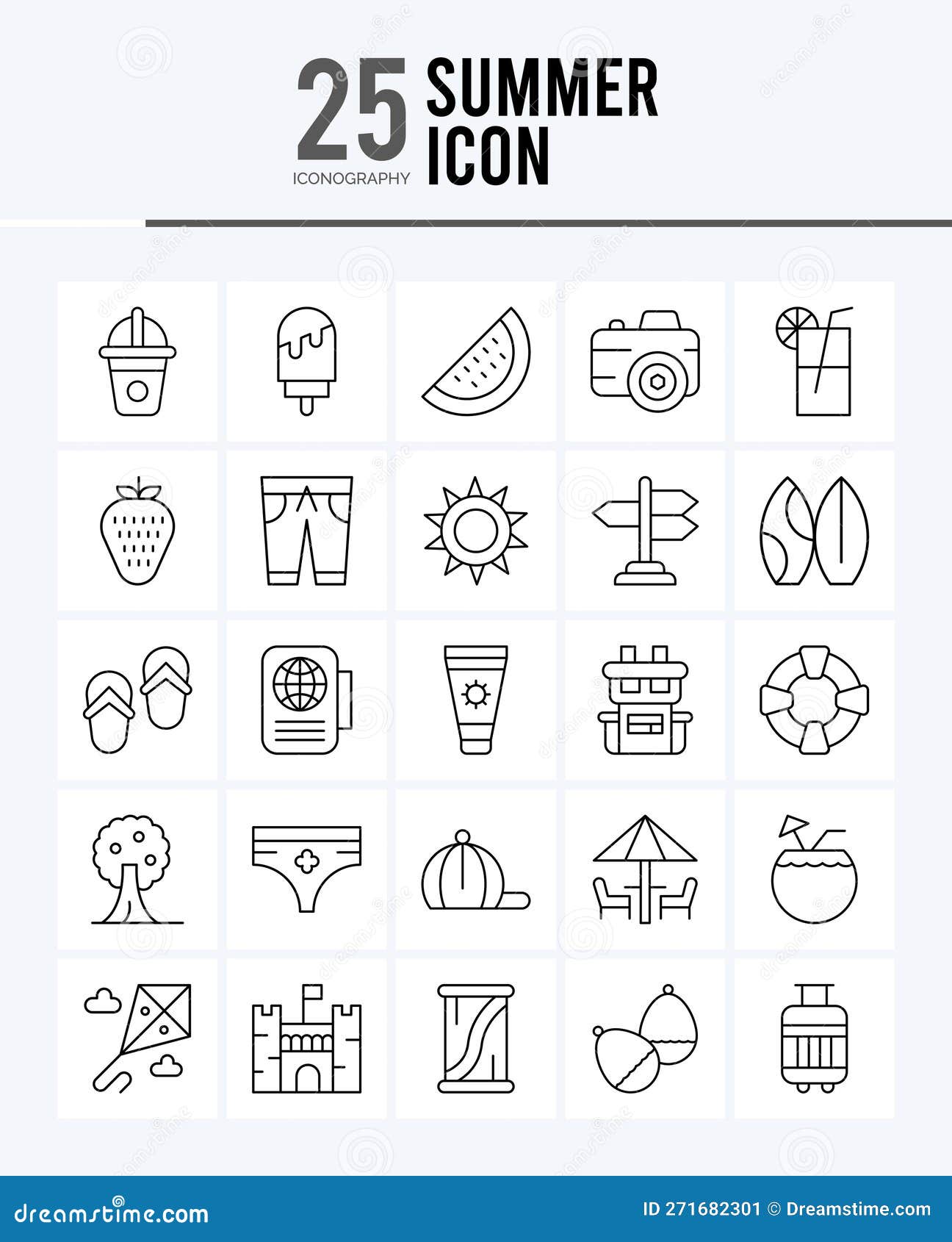 25 Summer Outline Icons Pack Vector Illustration Stock Vector ...