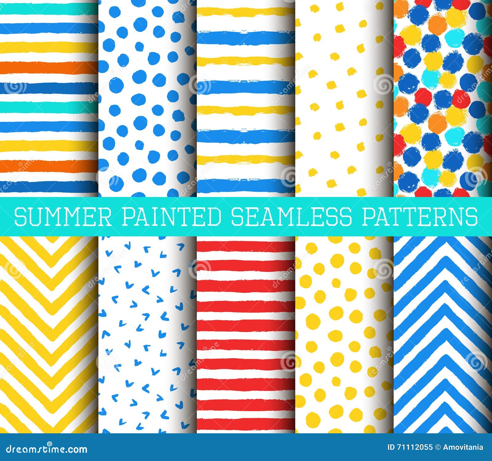 Summer Painted Patterns Set Stock Vector - Illustration of graphic ...