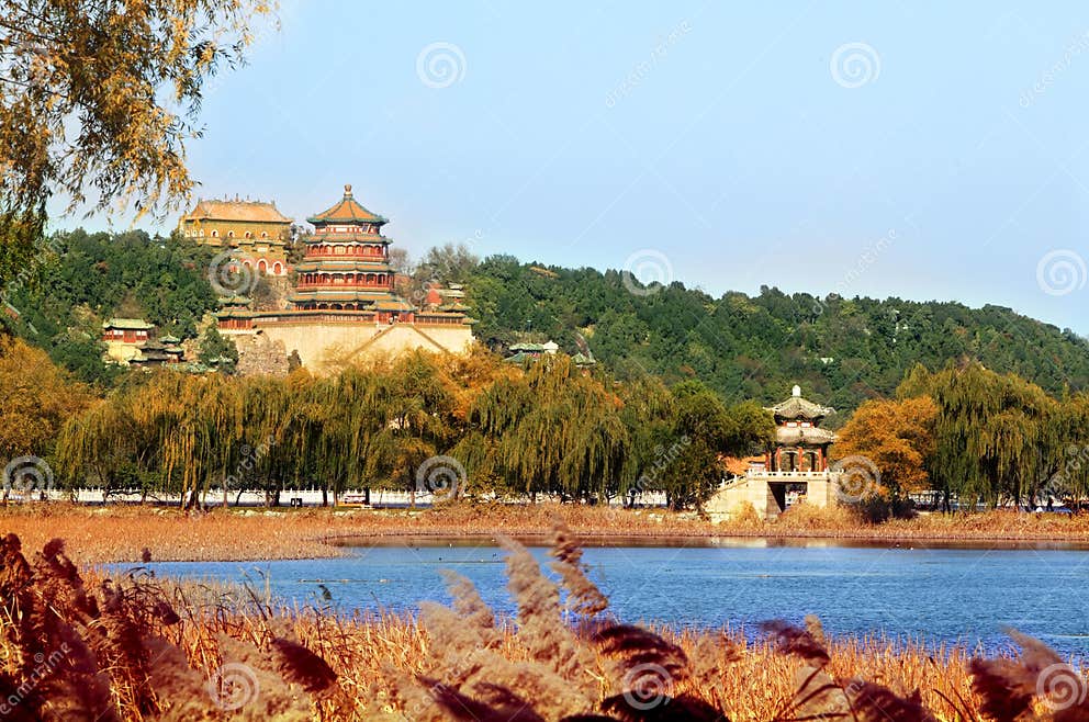 Summer palace in autumn stock image. Image of leaves - 22230449