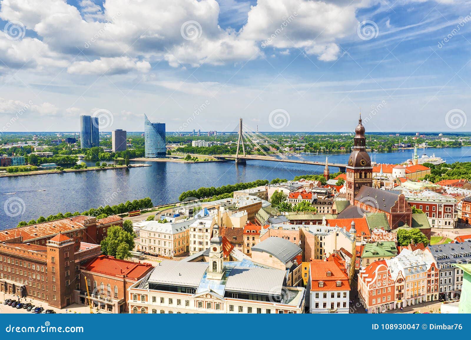 Summer Panorama of Riga, Latvia Stock Image - Image of architectural ...