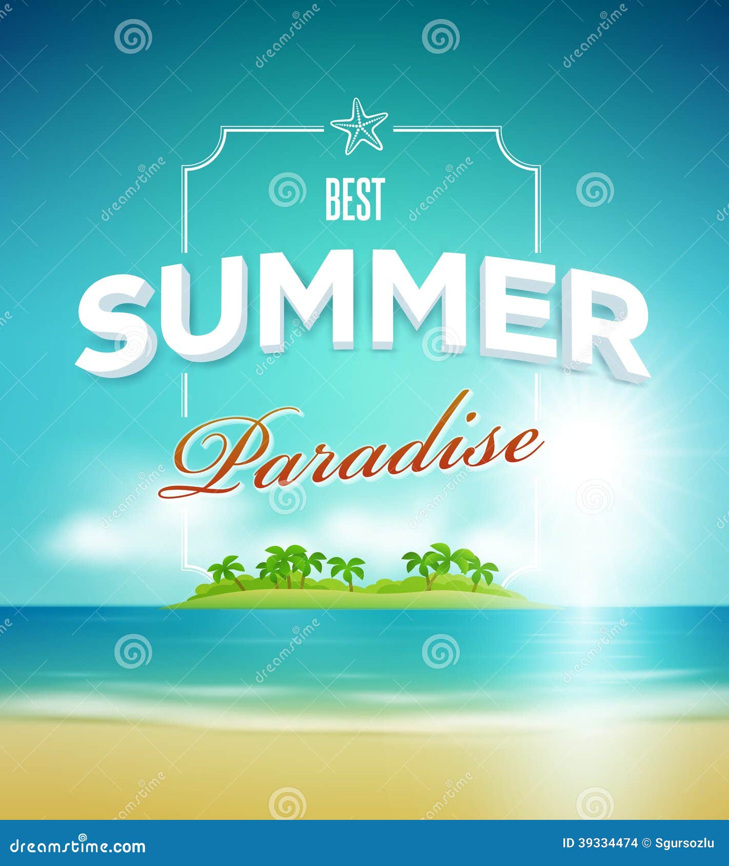 Summer Paradise Island Seamless Pattern. Tropics Background Capri Italy ...